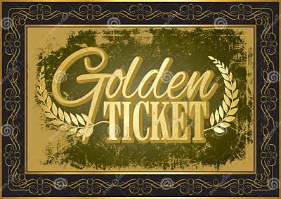 Golden Ticket stock vector. Illustration of pass, event - 77593573