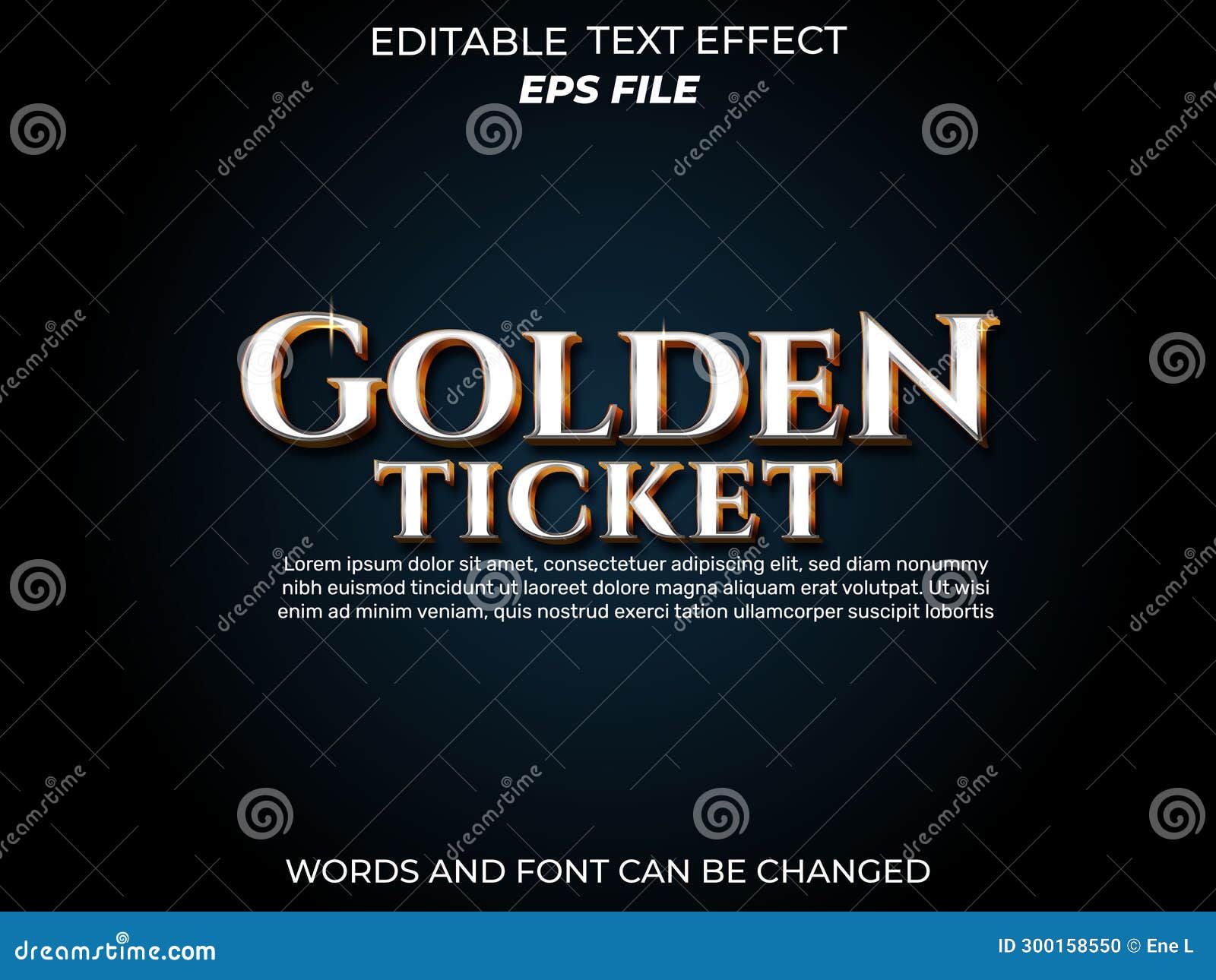 Golden Ticket Text Effect, Font Editable, Typography, 3d Text. Vector ...
