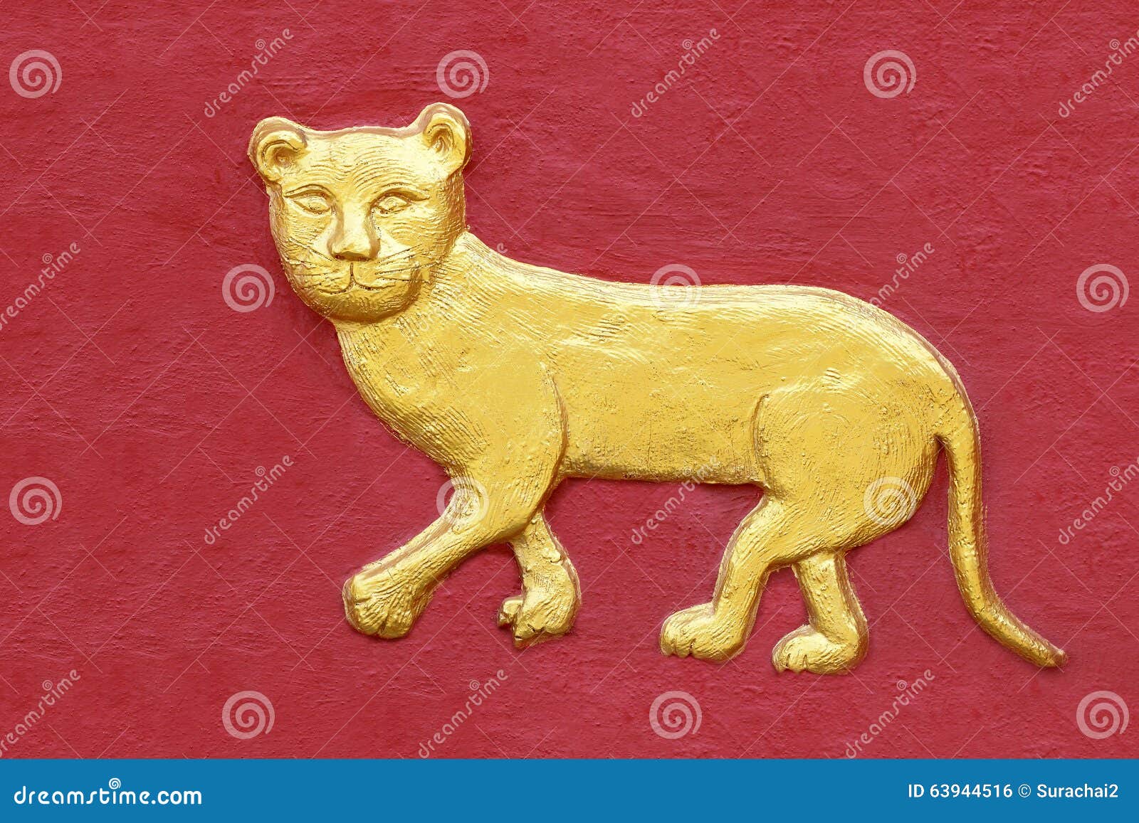 Golden Tiger sculptures stock photo. Image of culture - 63944516