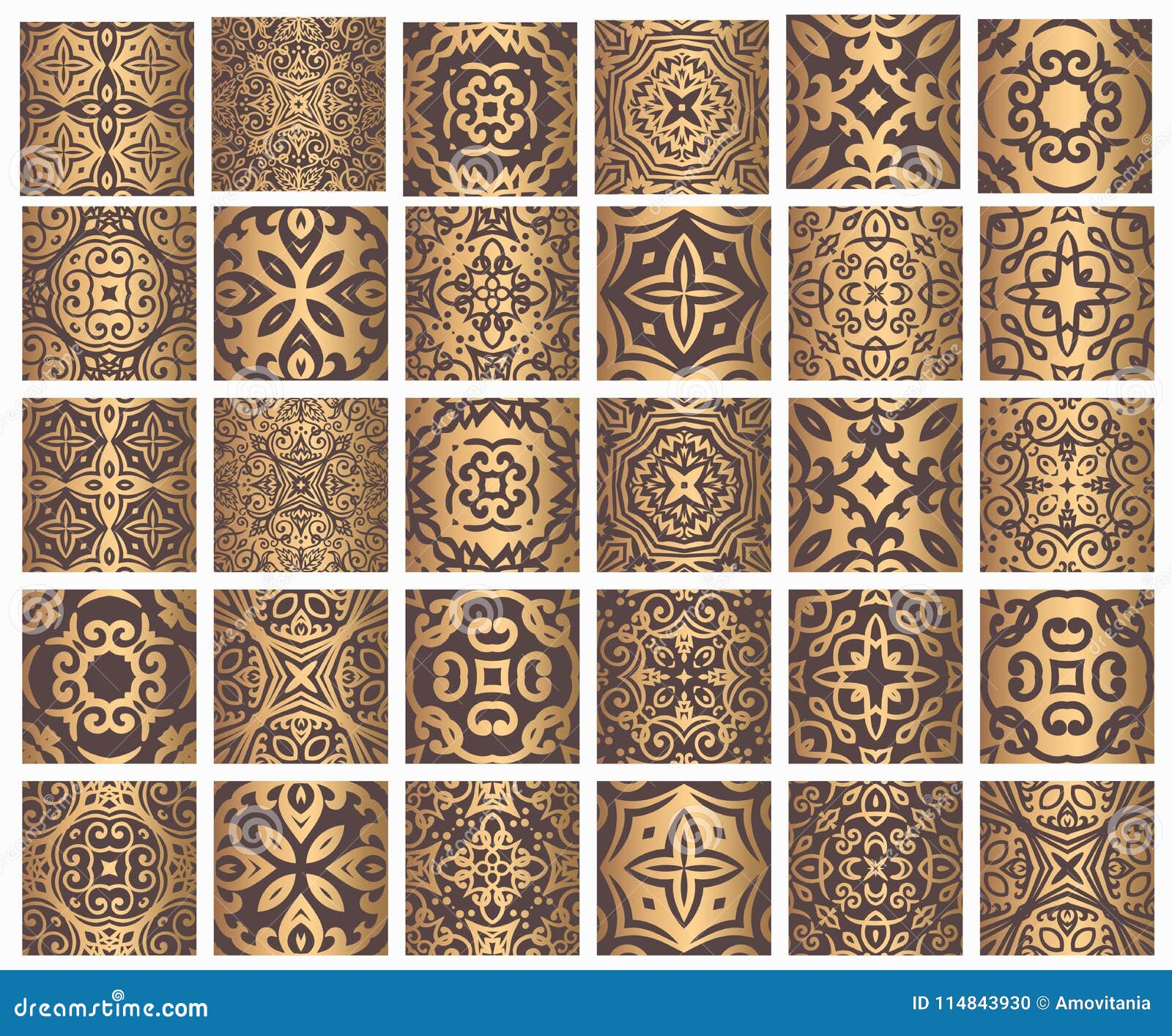 Golden Tiles Collection stock vector. Illustration of lace - 114843930
