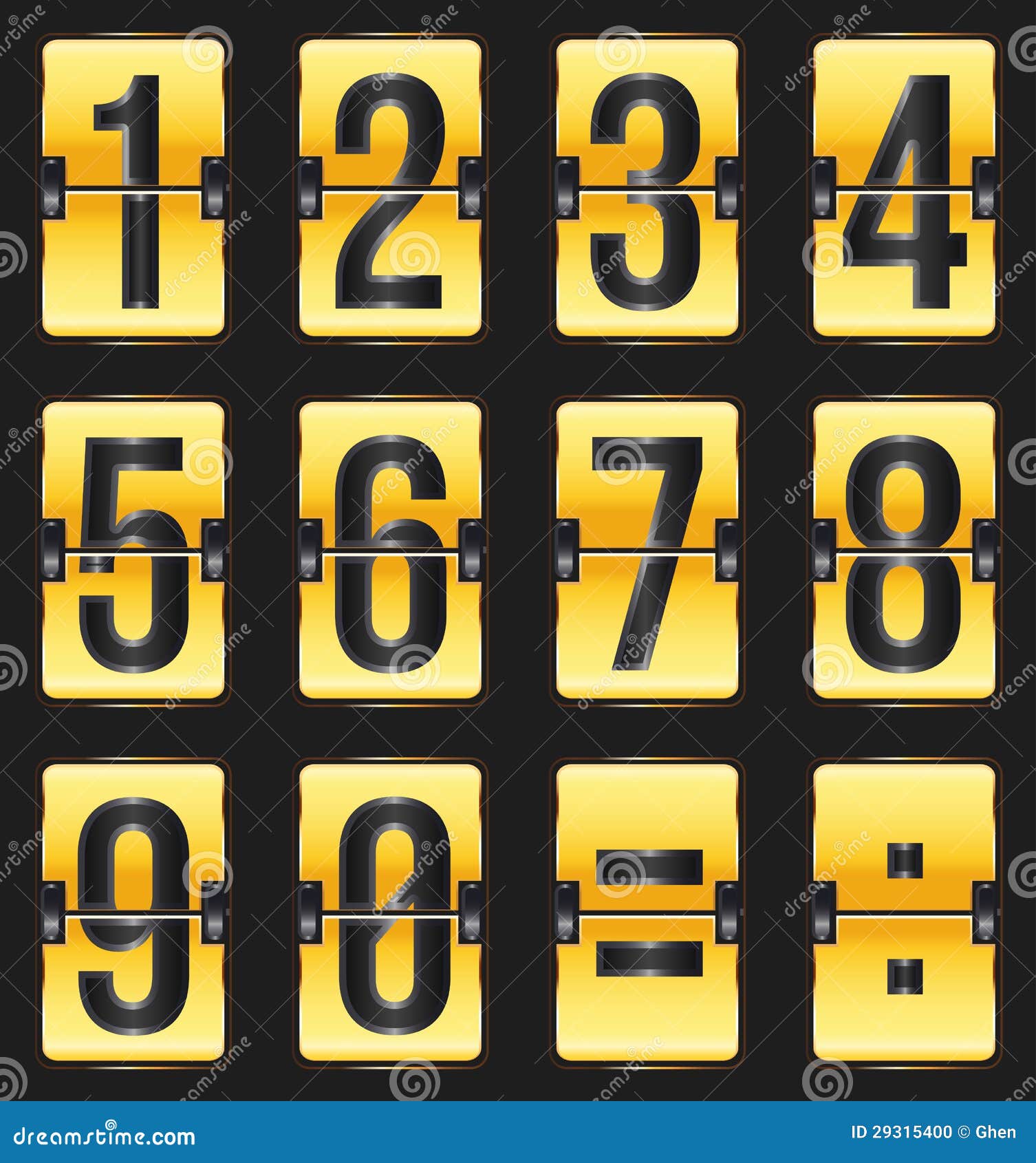 Golden timetable numbers stock vector. Illustration of mechanic - 29315400