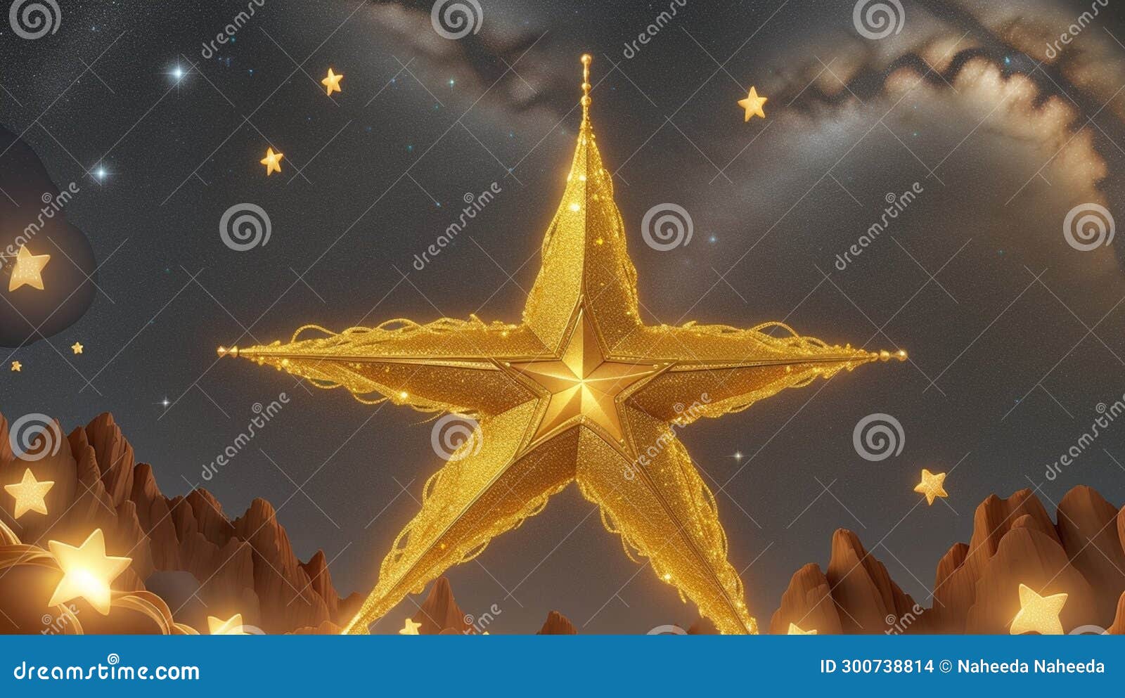"Celestial Radiance: Golden Tinsel and Shimmering Stars Illuminate Your ...