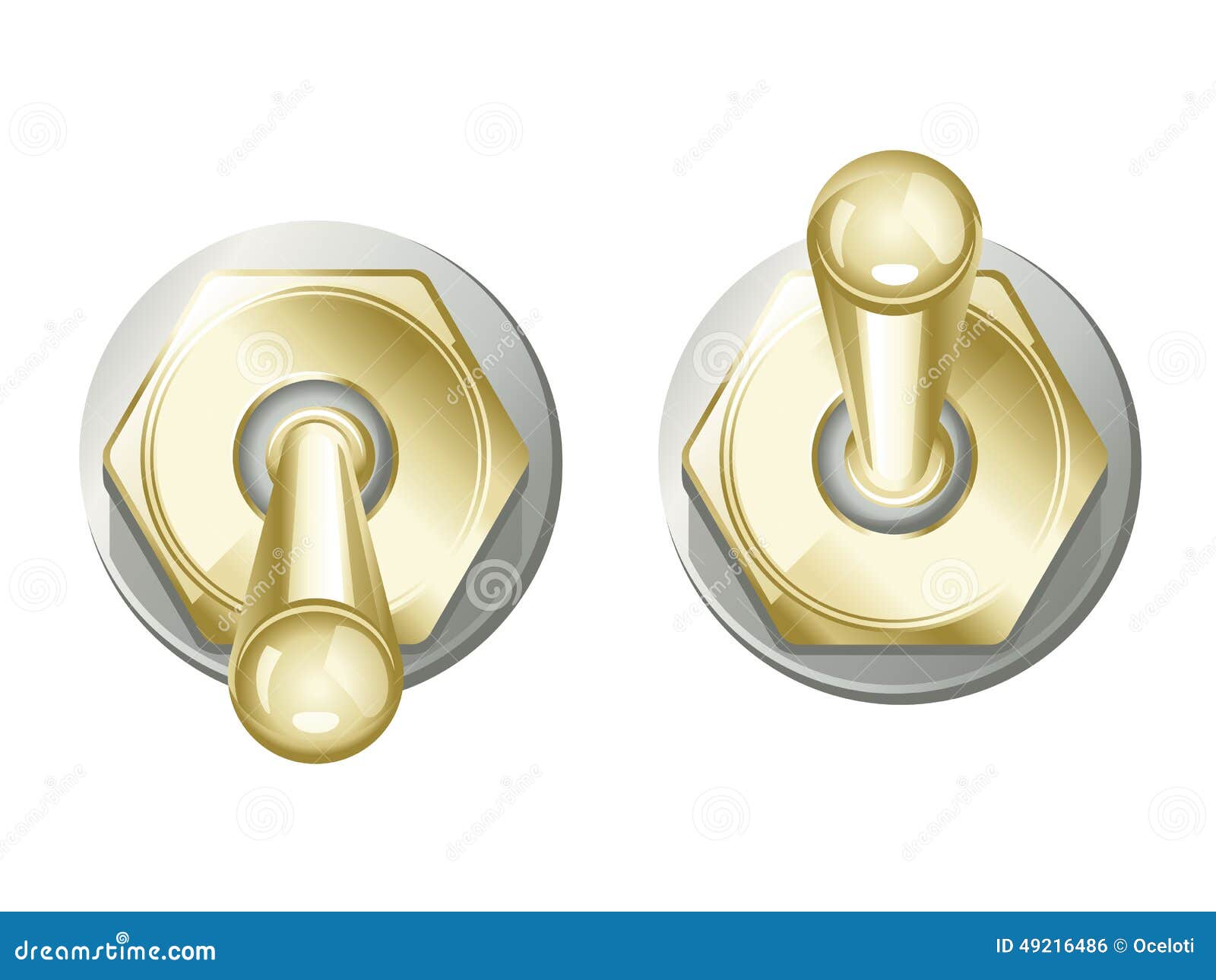 Golden Toggle Switch Button Stock Vector - Illustration of metal, white ...