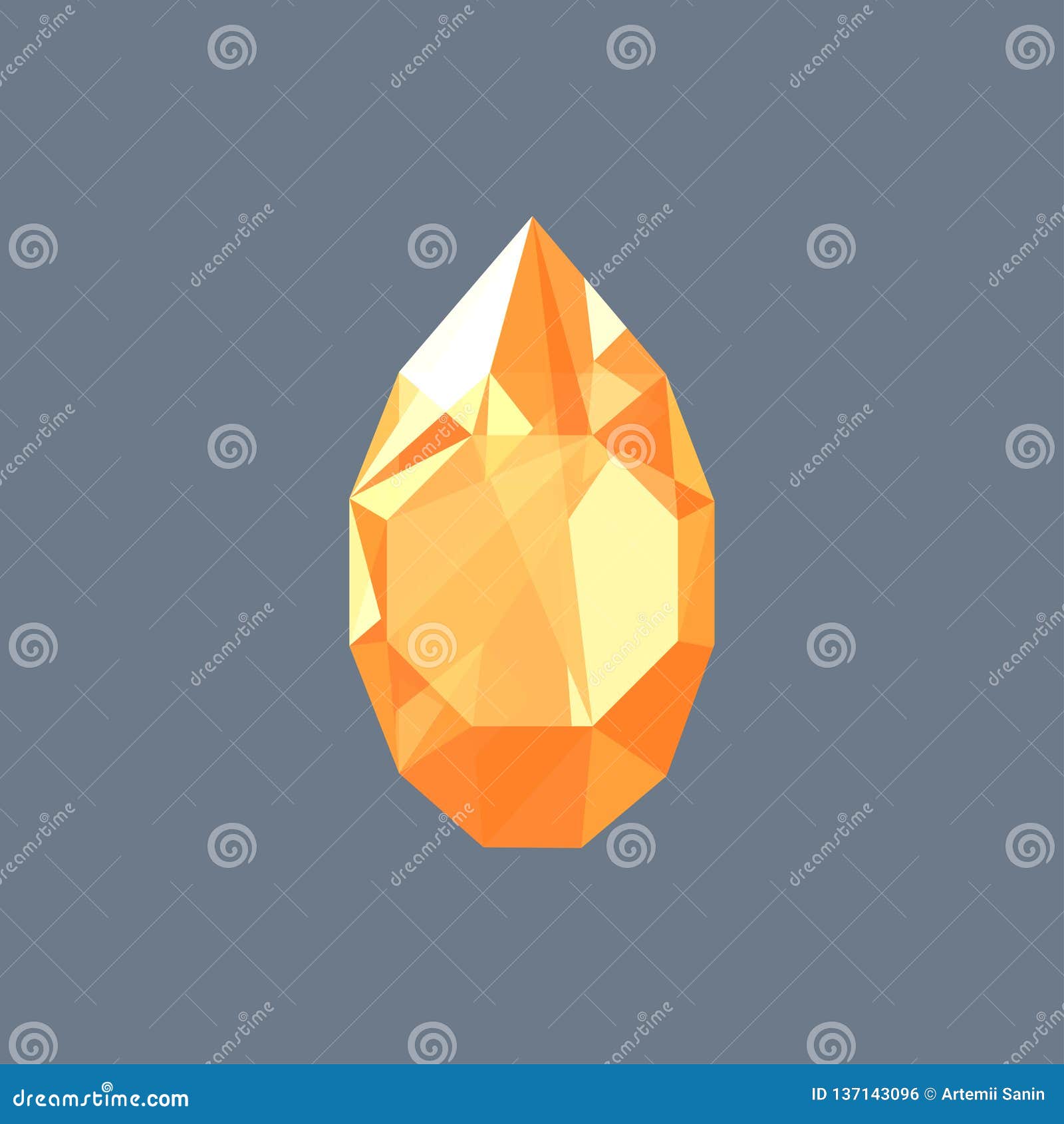 Golden Topaz Gem Shining Logo Vector Drop Shaped Stock Vector ...