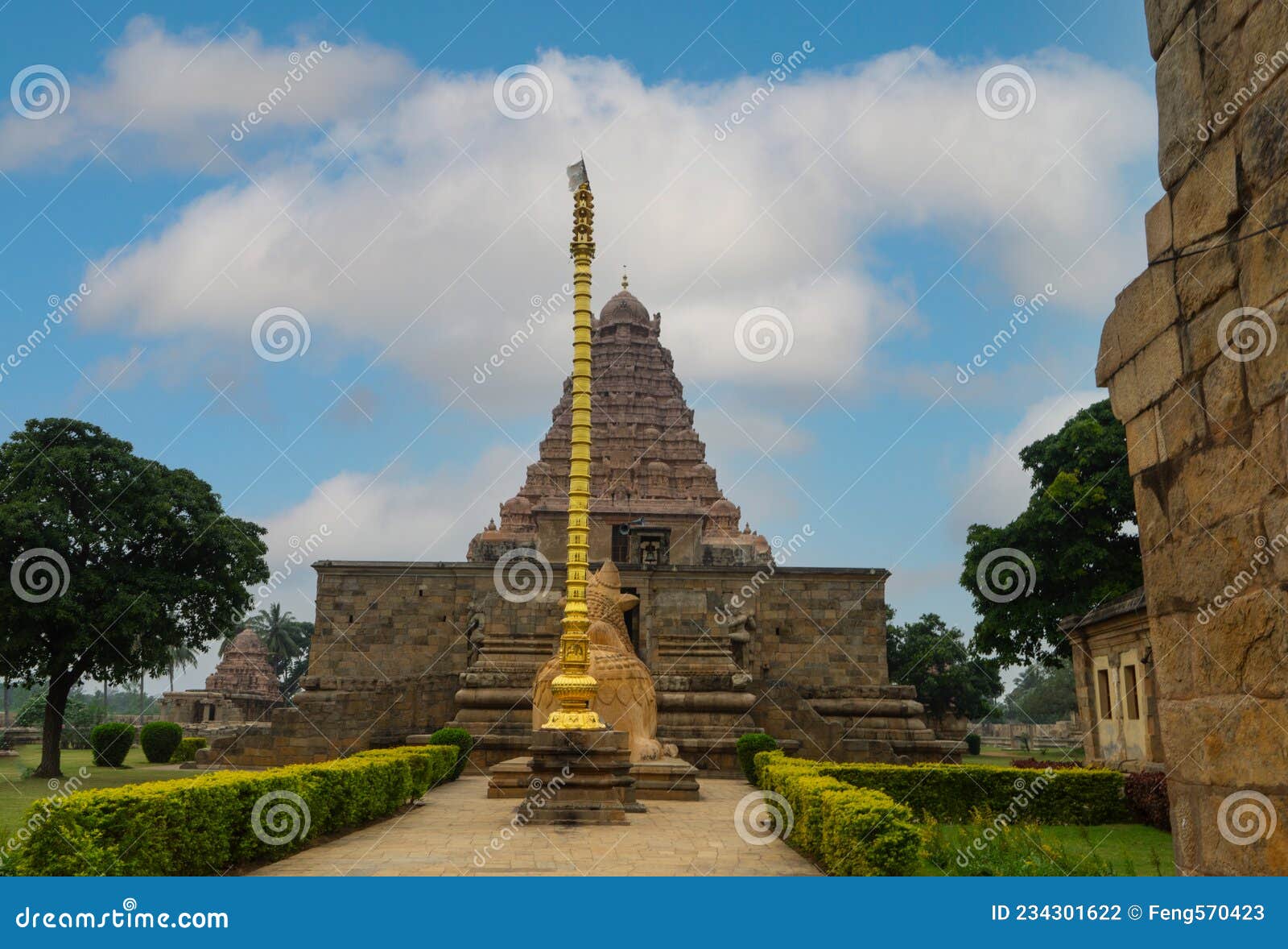 The Golden Totem in Front of the Shiva Temple. Stock Photo - Image of ...
