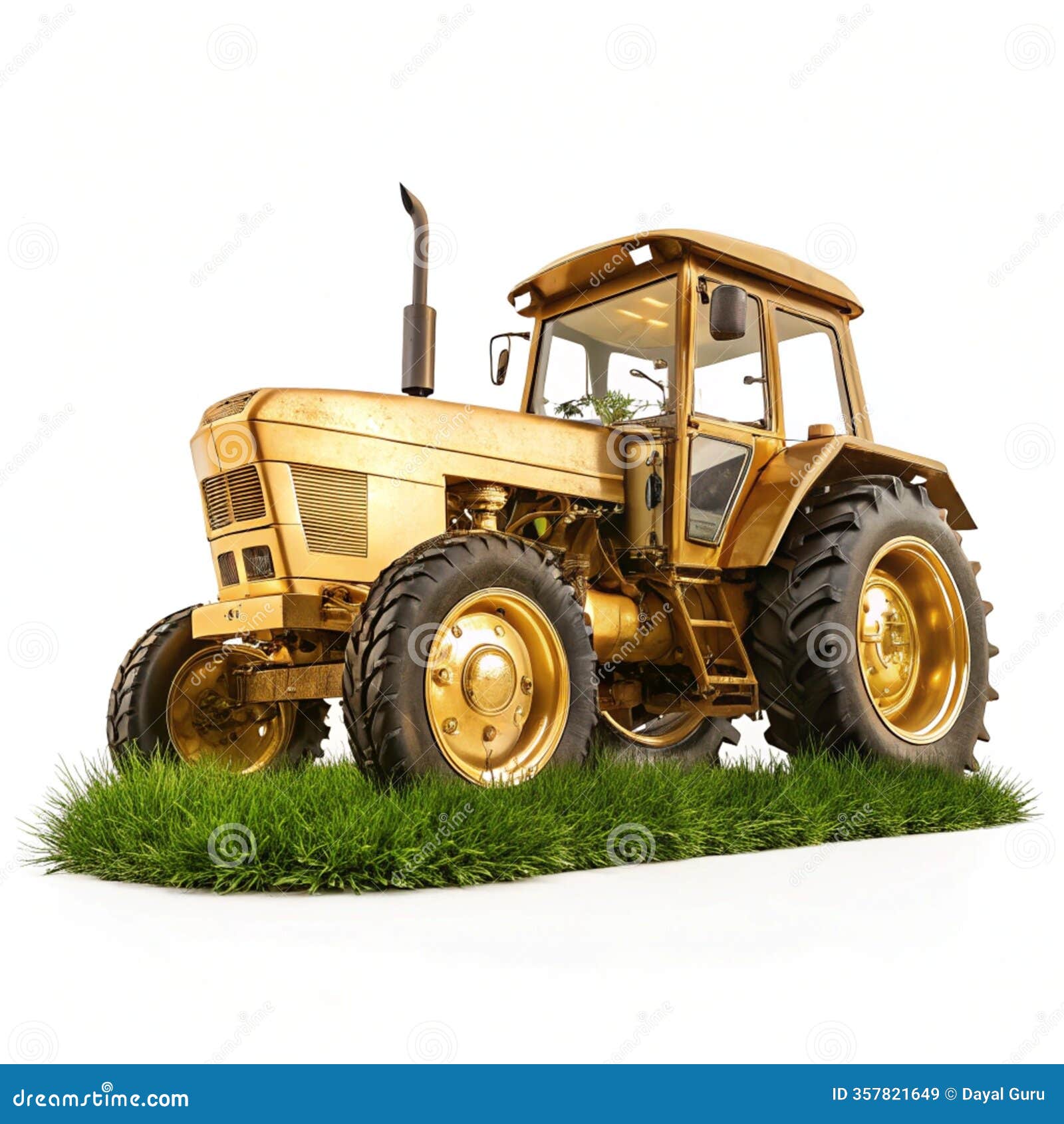 Golden Tractor with Grass stock illustration. Illustration of country ...