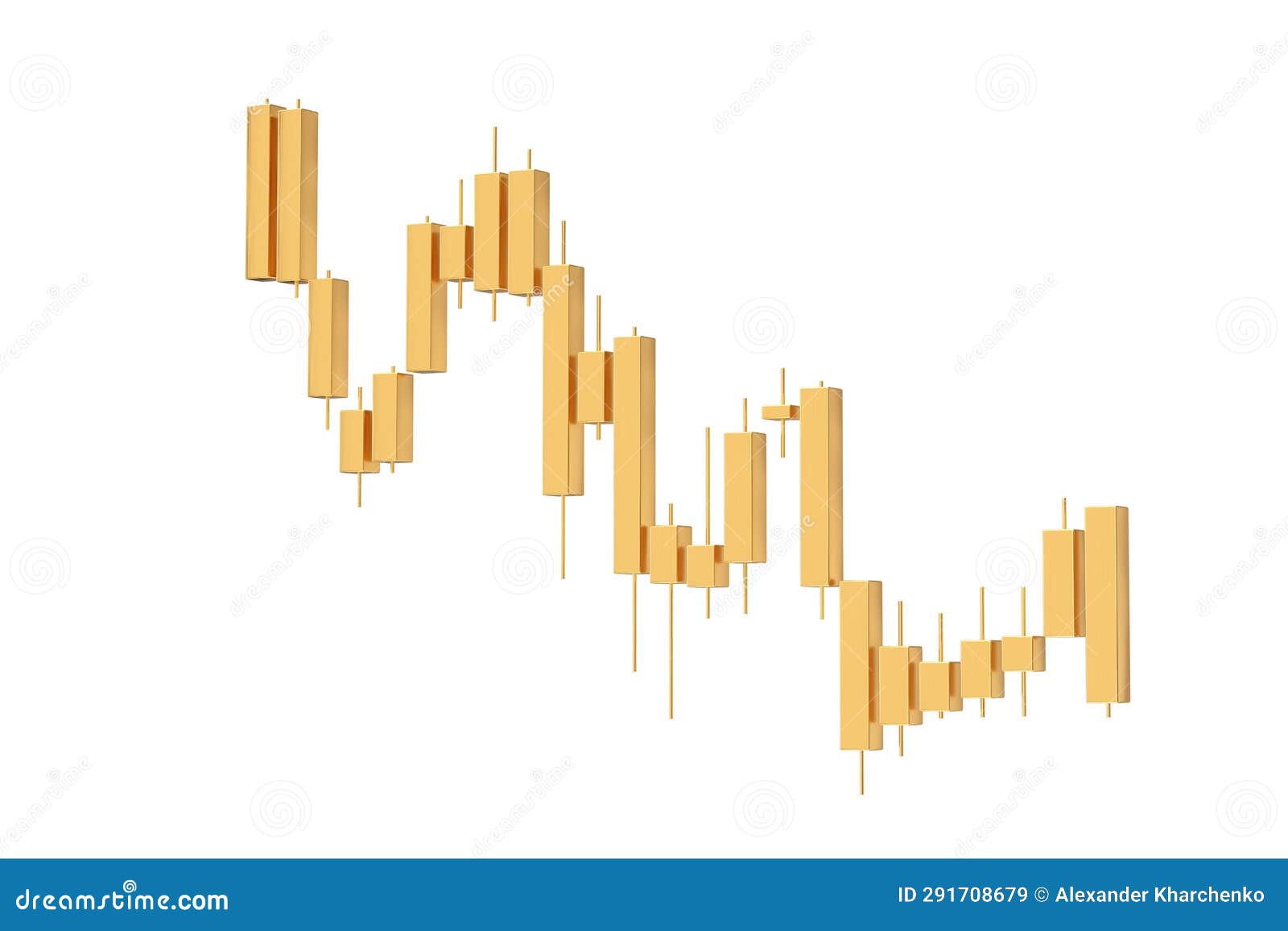 Golden Trading Financial Candlesticks Pattern Chart. 3d Rendering Stock ...
