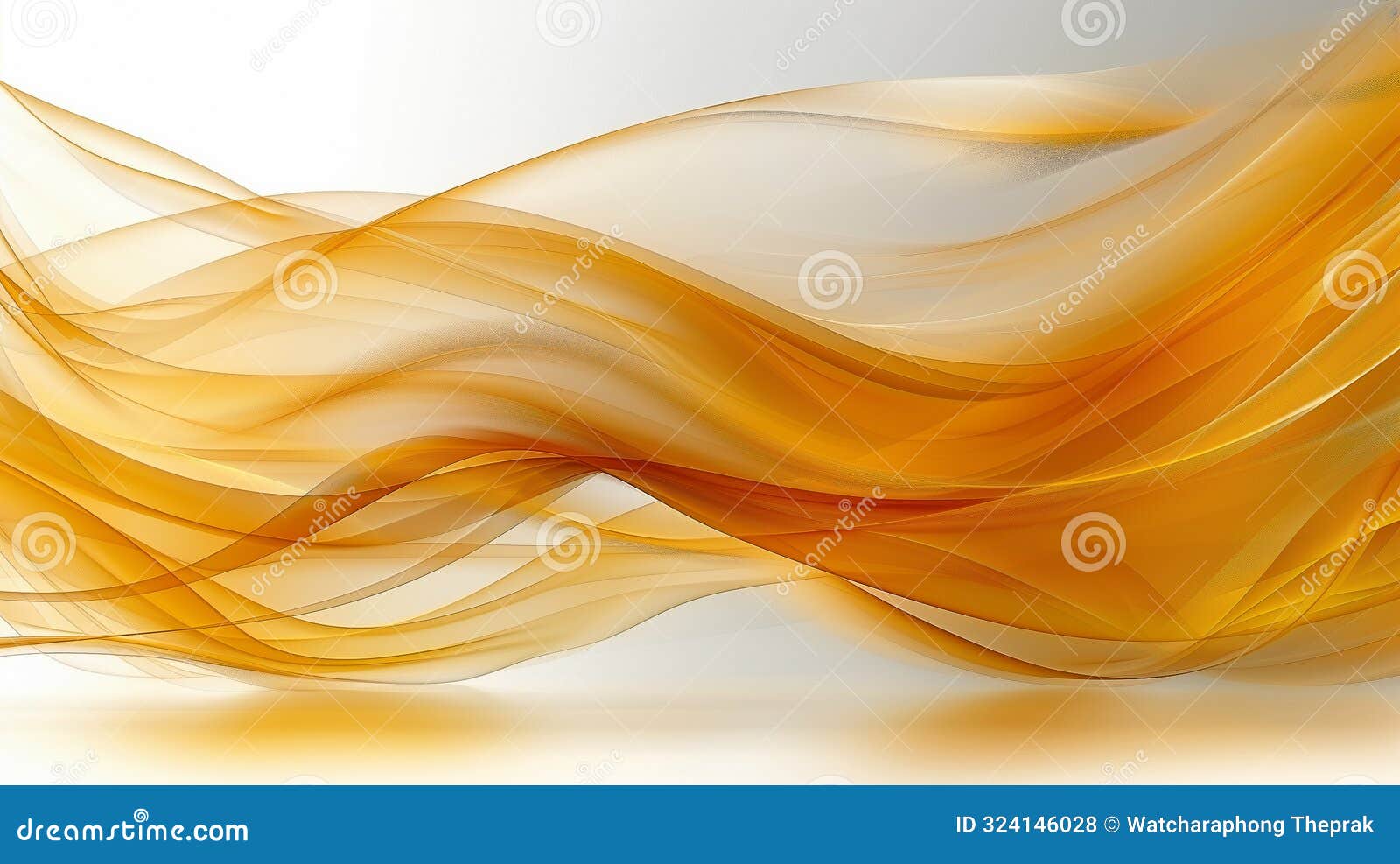 Golden Translucent Waves Flow Gracefully Over a White Background ...