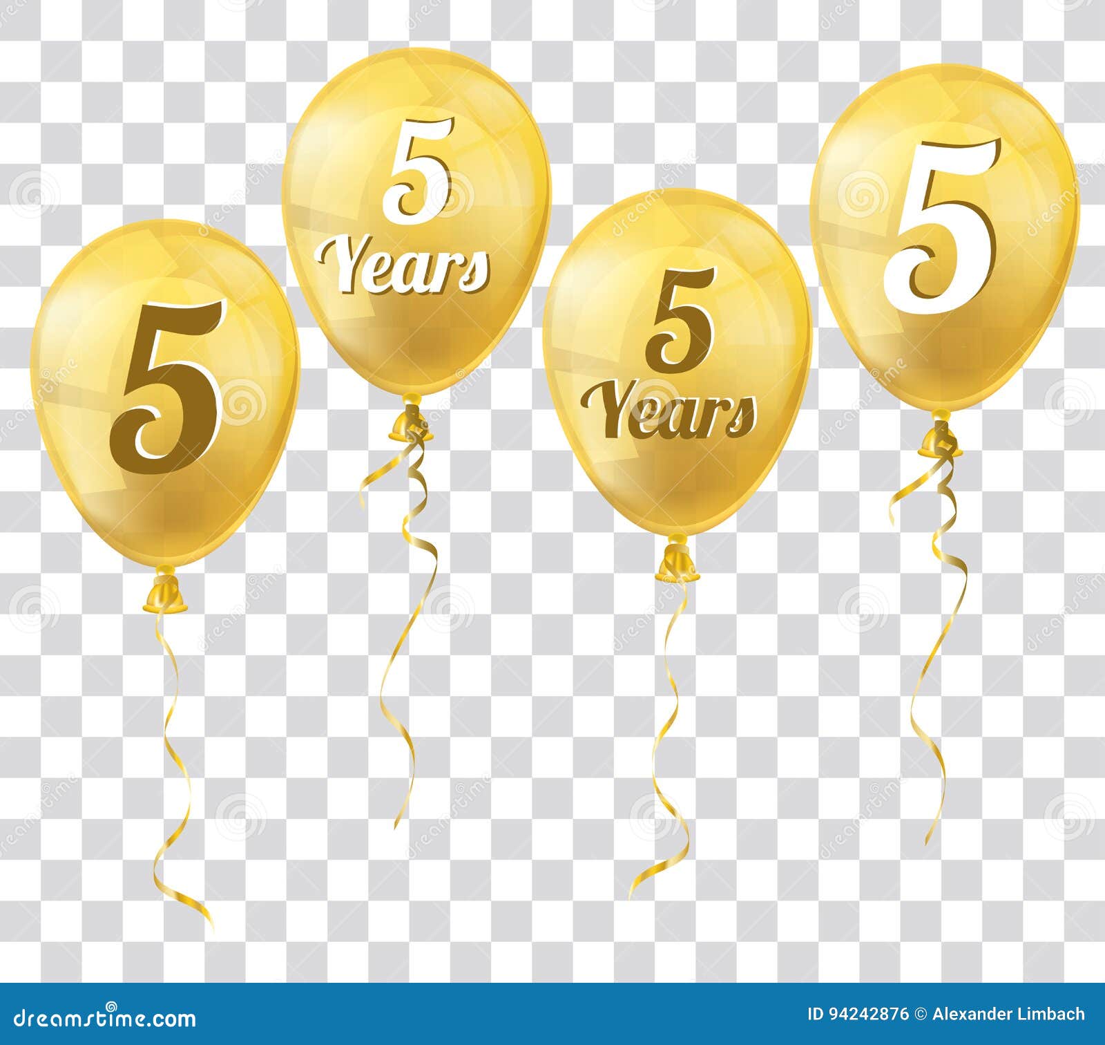 Golden Transparent Balloons 5 Years Stock Photo | CartoonDealer.com ...