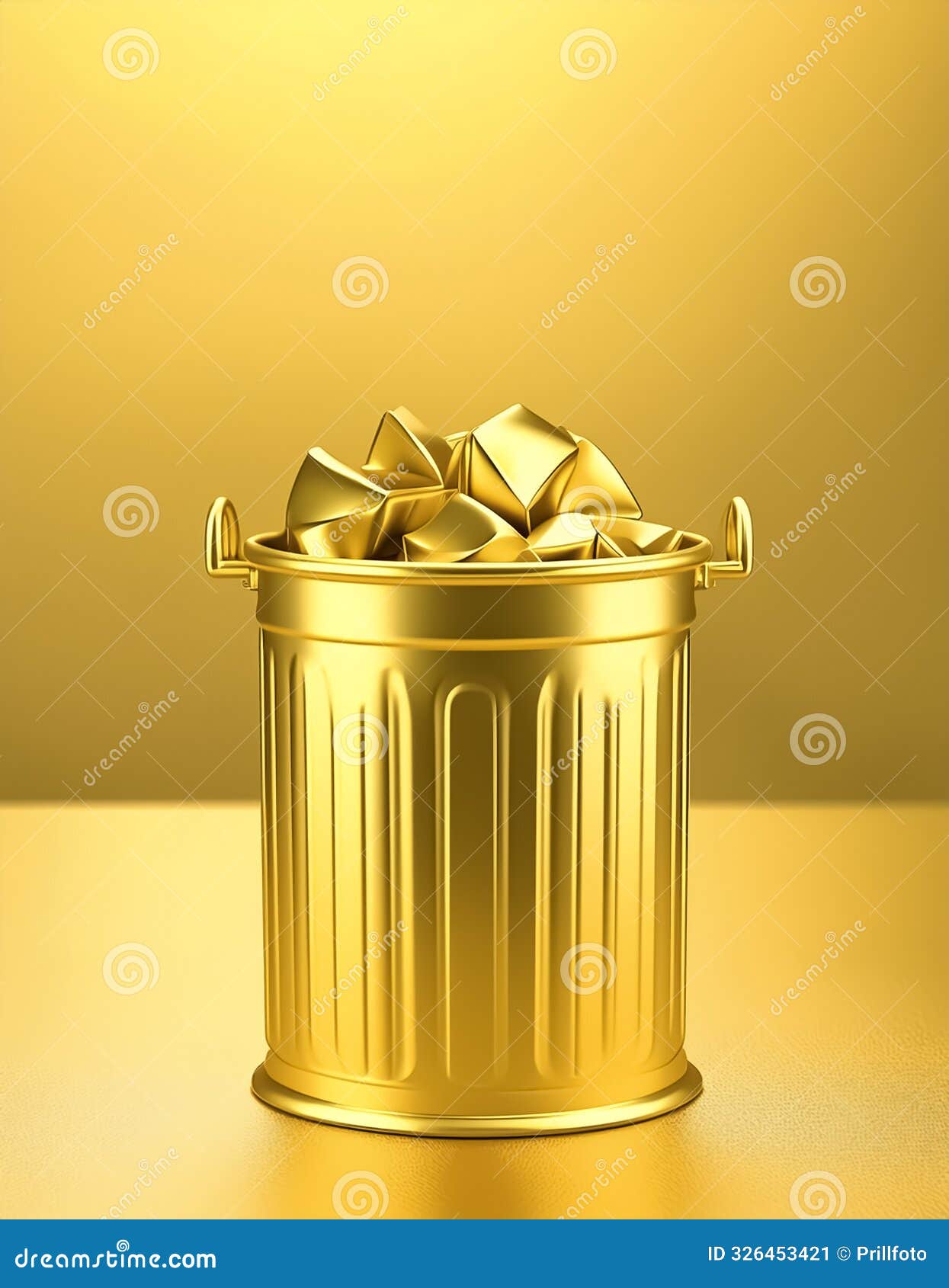 Golden trash can stock illustration. Illustration of exclusive - 326453421