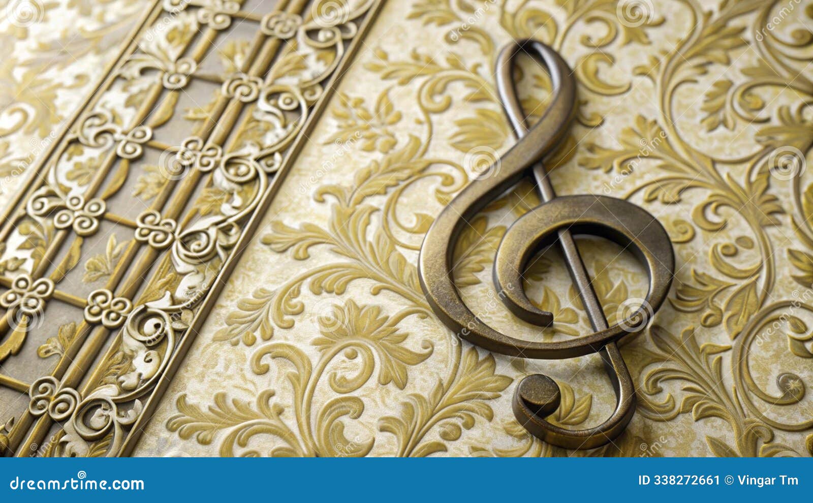 A Golden Treble Clef on a Decorative Background Stock Image - Image of ...