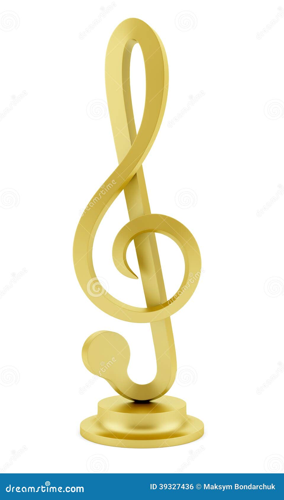 Golden Treble Clef In Shape Of Plant Stem With Little Leaves Isolated ...
