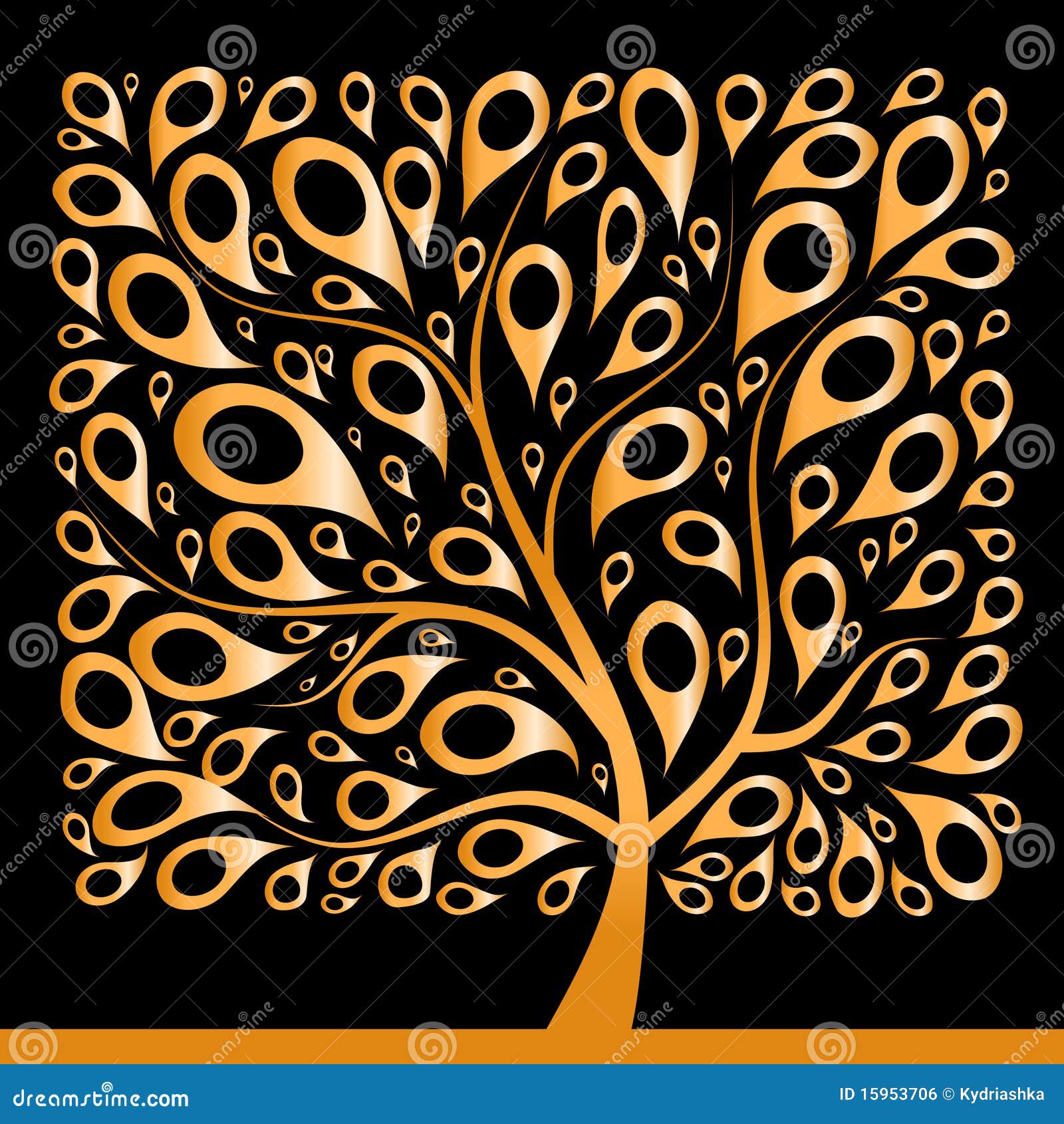 Golden Tree Beautiful, Square Shape Stock Vector - Illustration of ...