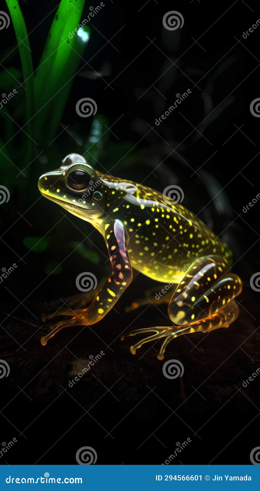 Golden Tree Frog (Hyla Arborea) on a Dark Background Stock Illustration ...