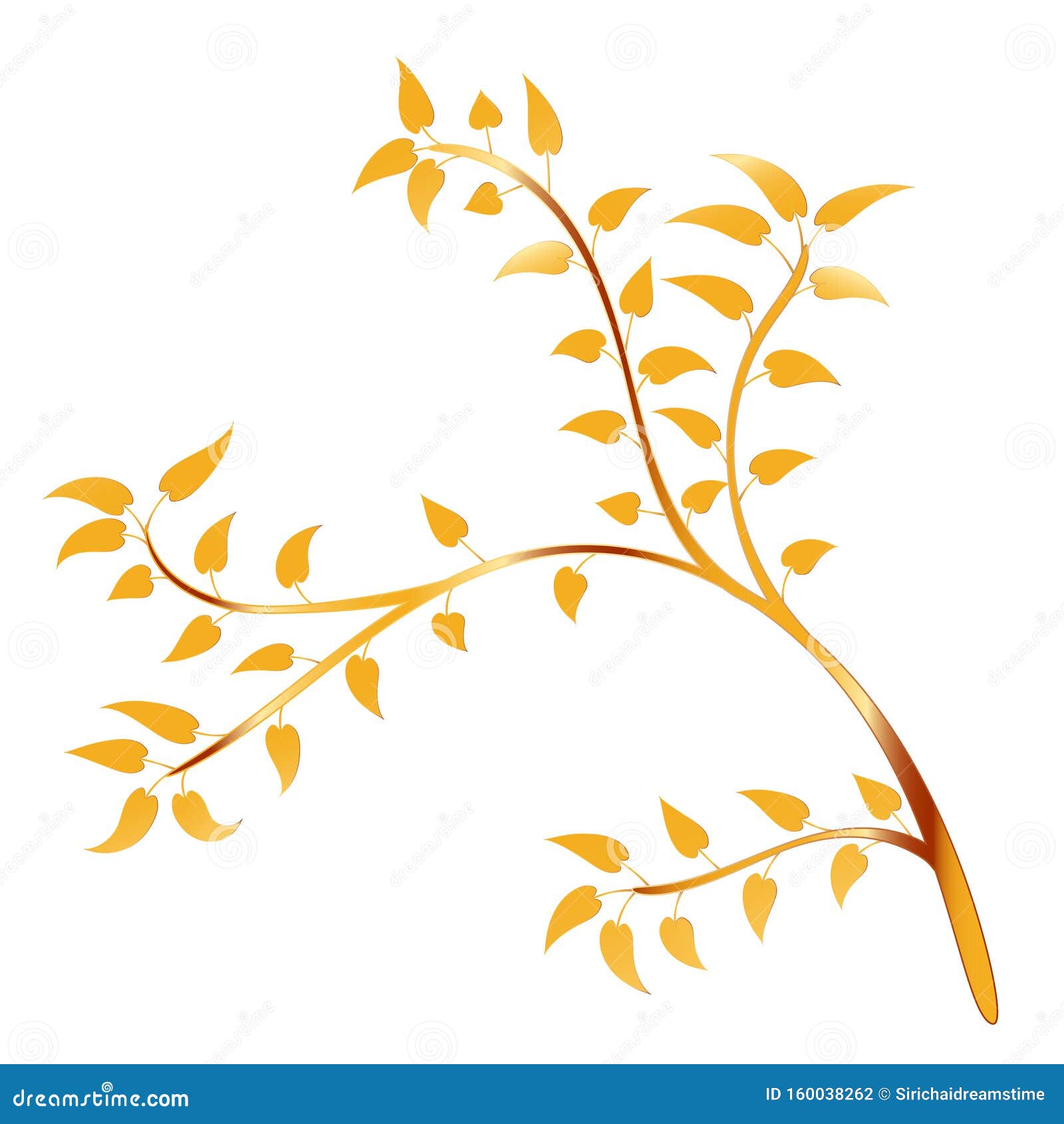 Golden Tree and Leaf Isolated on White Background Stock Vector ...