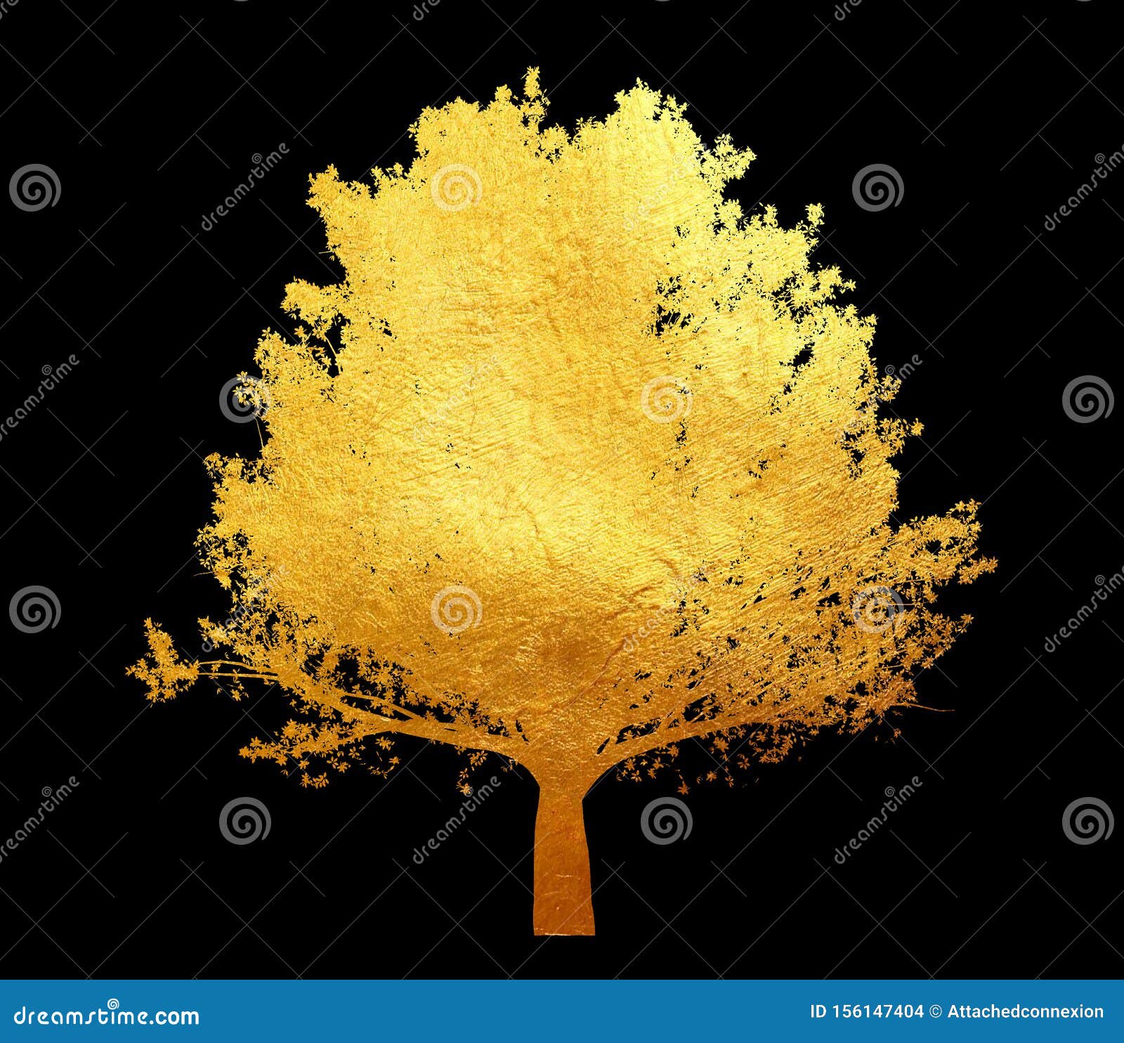 Golden Tree with Leaves Isolated on Black Background Stock Photo ...