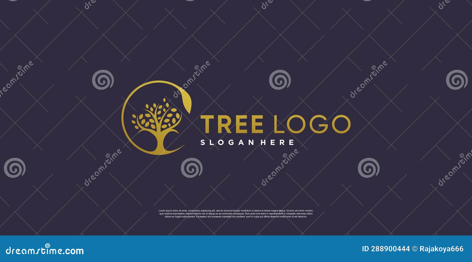 Golden Tree Logo with Creative Abstract Element Style Premium Vector ...