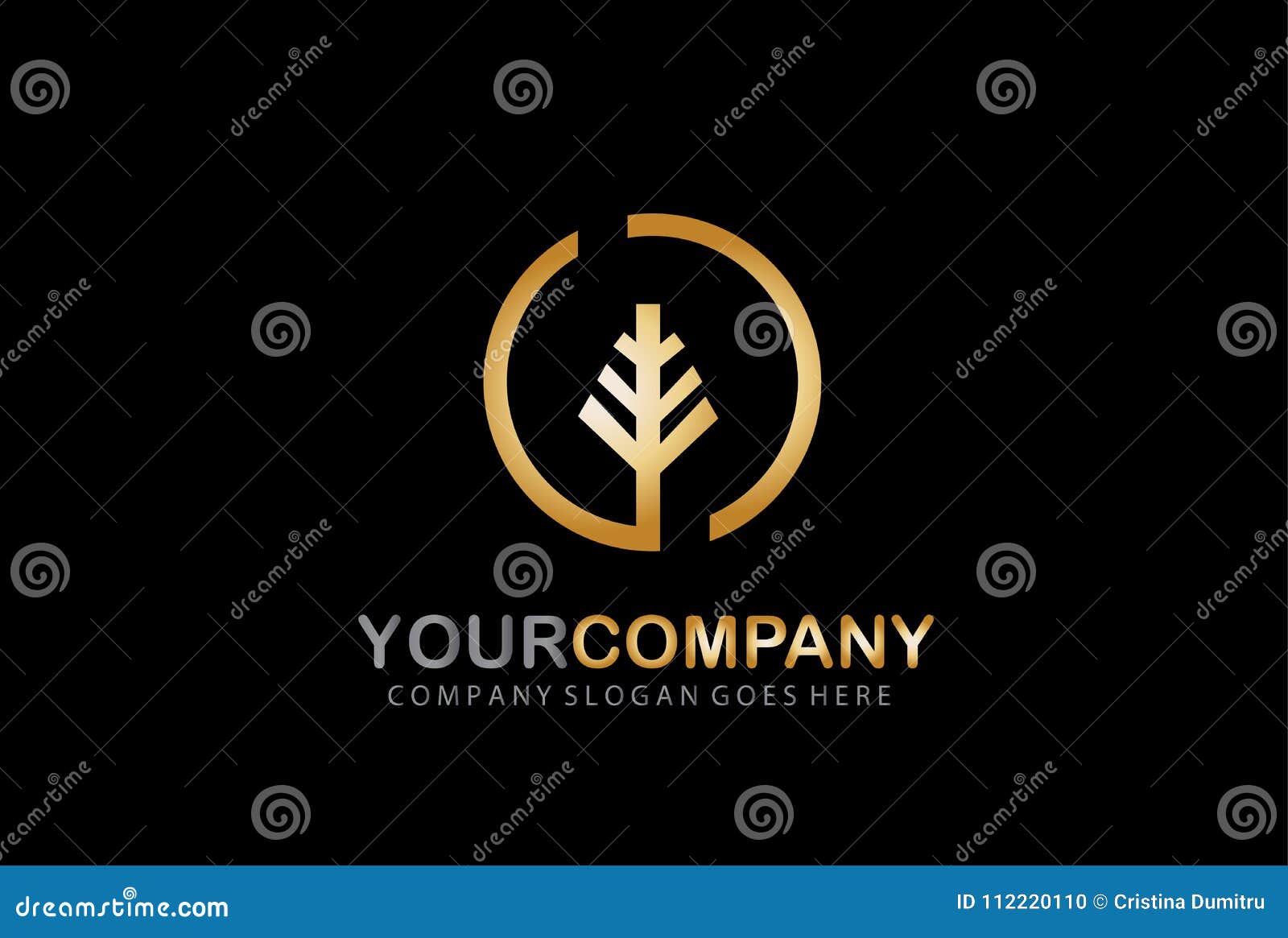 Golden Tree Logo Design Concept Stock Vector - Illustration of logo ...