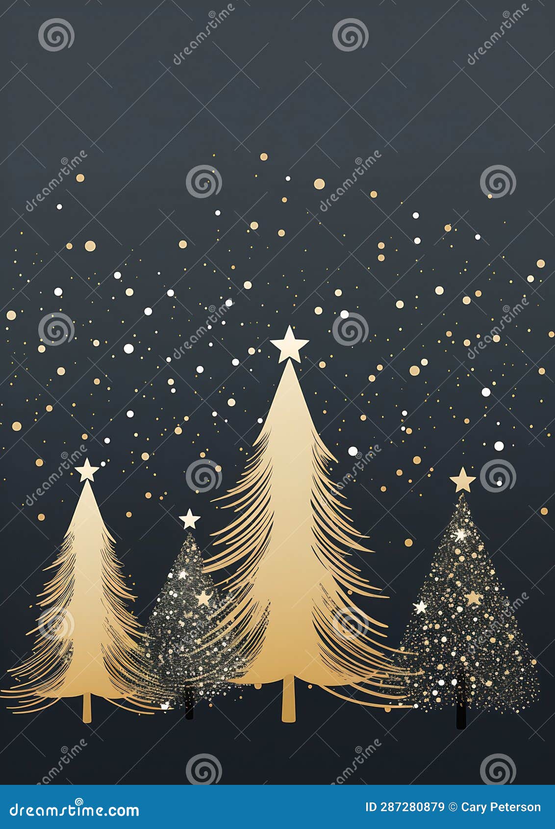 Golden Tree Stars: a Winter Wonderland Stock Illustration ...
