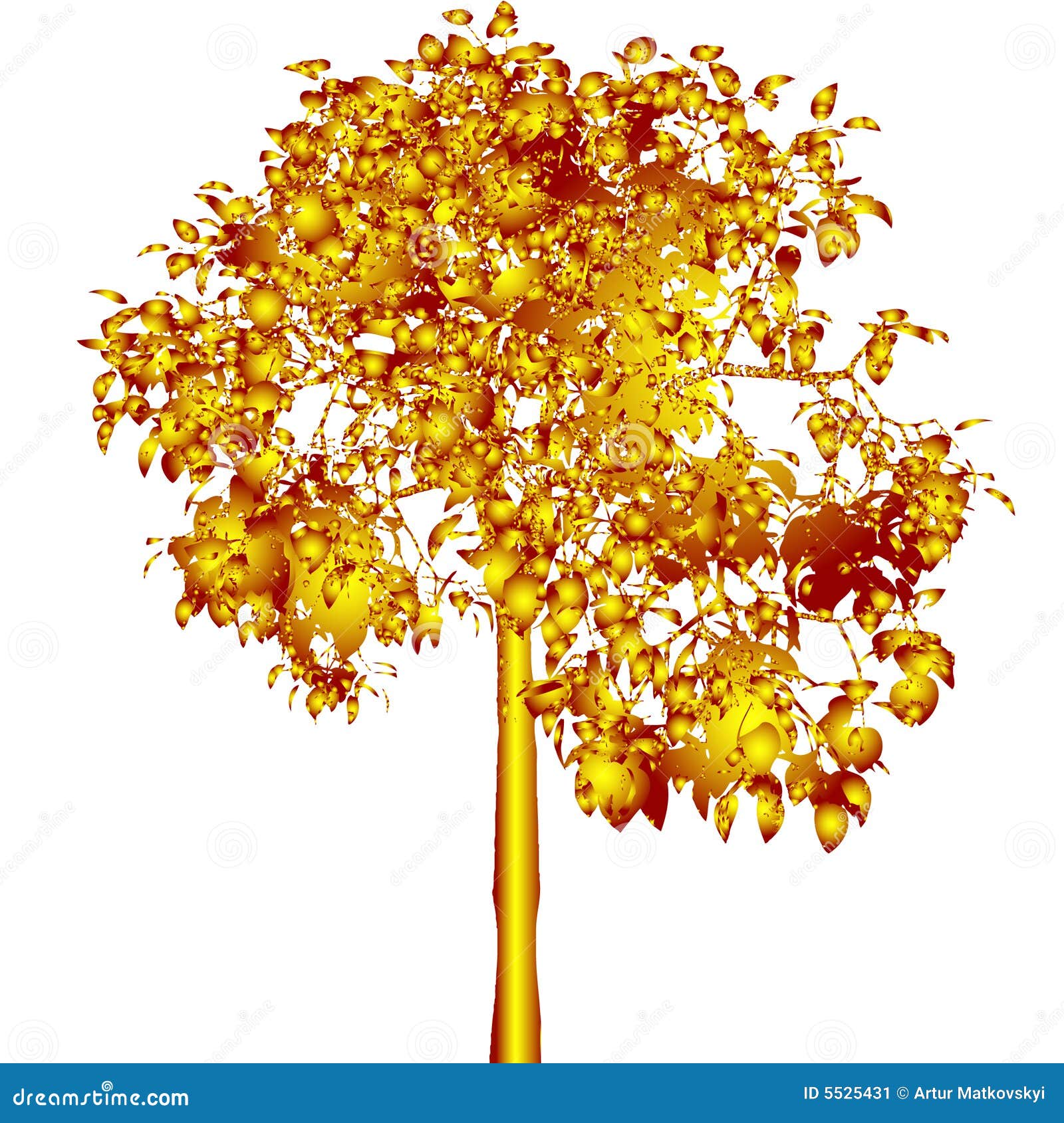 Golden tree. Vector. stock vector. Illustration of gold - 5525431