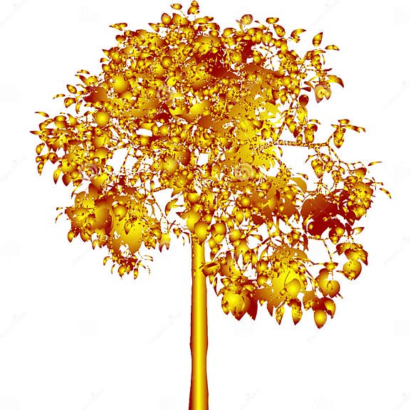 Golden tree. Vector. stock vector. Illustration of gold - 5525431