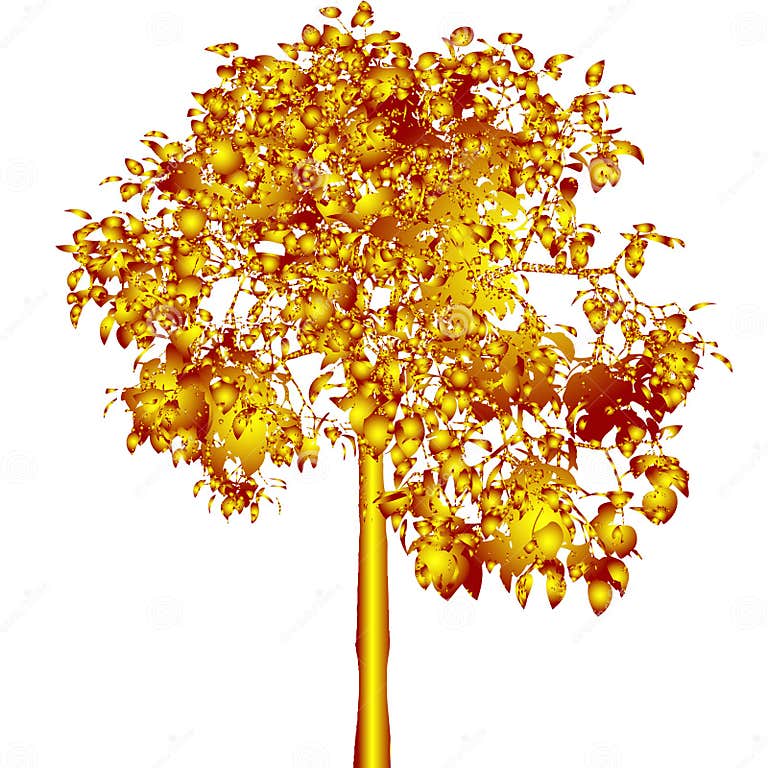 Golden tree. Vector. stock vector. Illustration of gold - 5525431