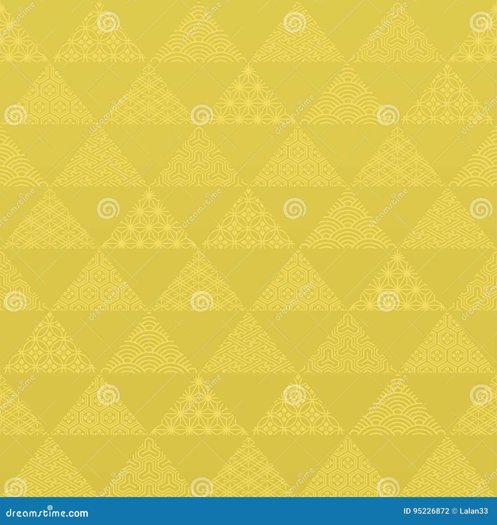 Golden Triangle Background with Japanese Traditional Design. Stock ...