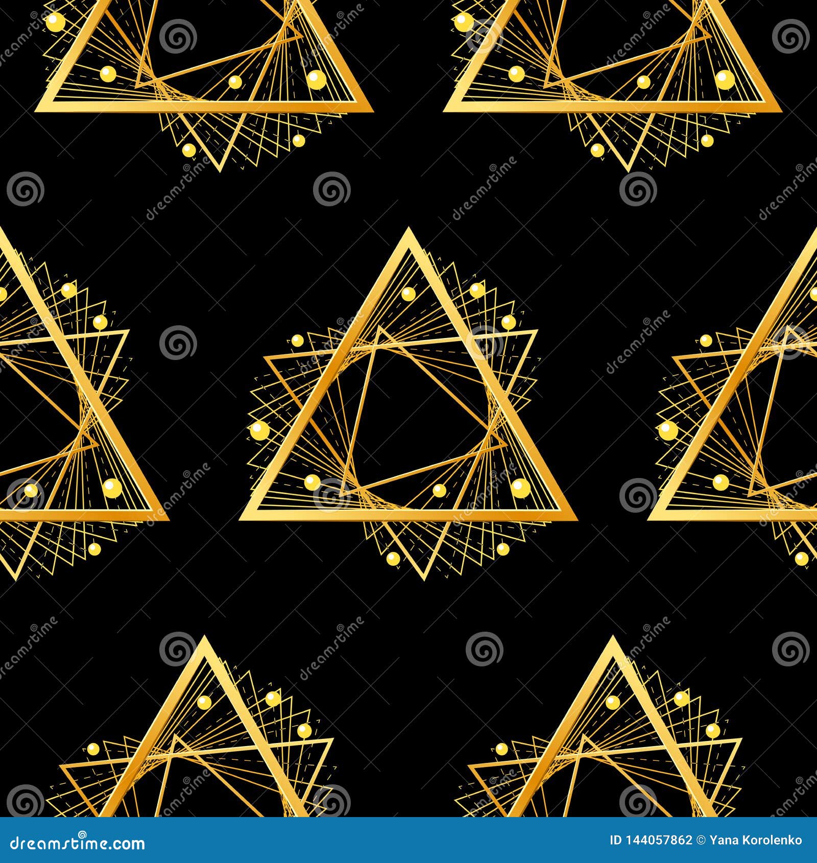 Golden Triangle on Black Background. Vector Illustration. Stock Vector ...