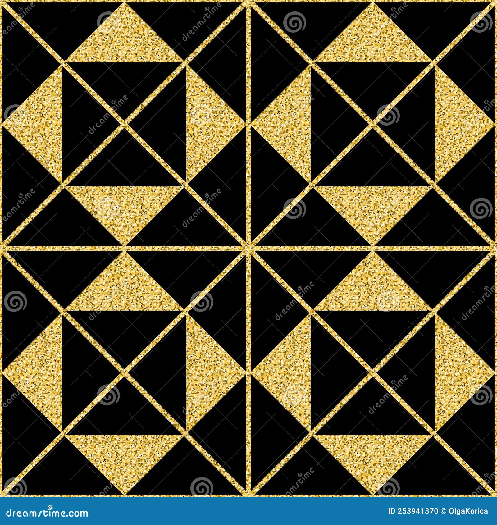 Golden Triangle Geometric Seamless Pattern Golden Shimmer Shiny ...