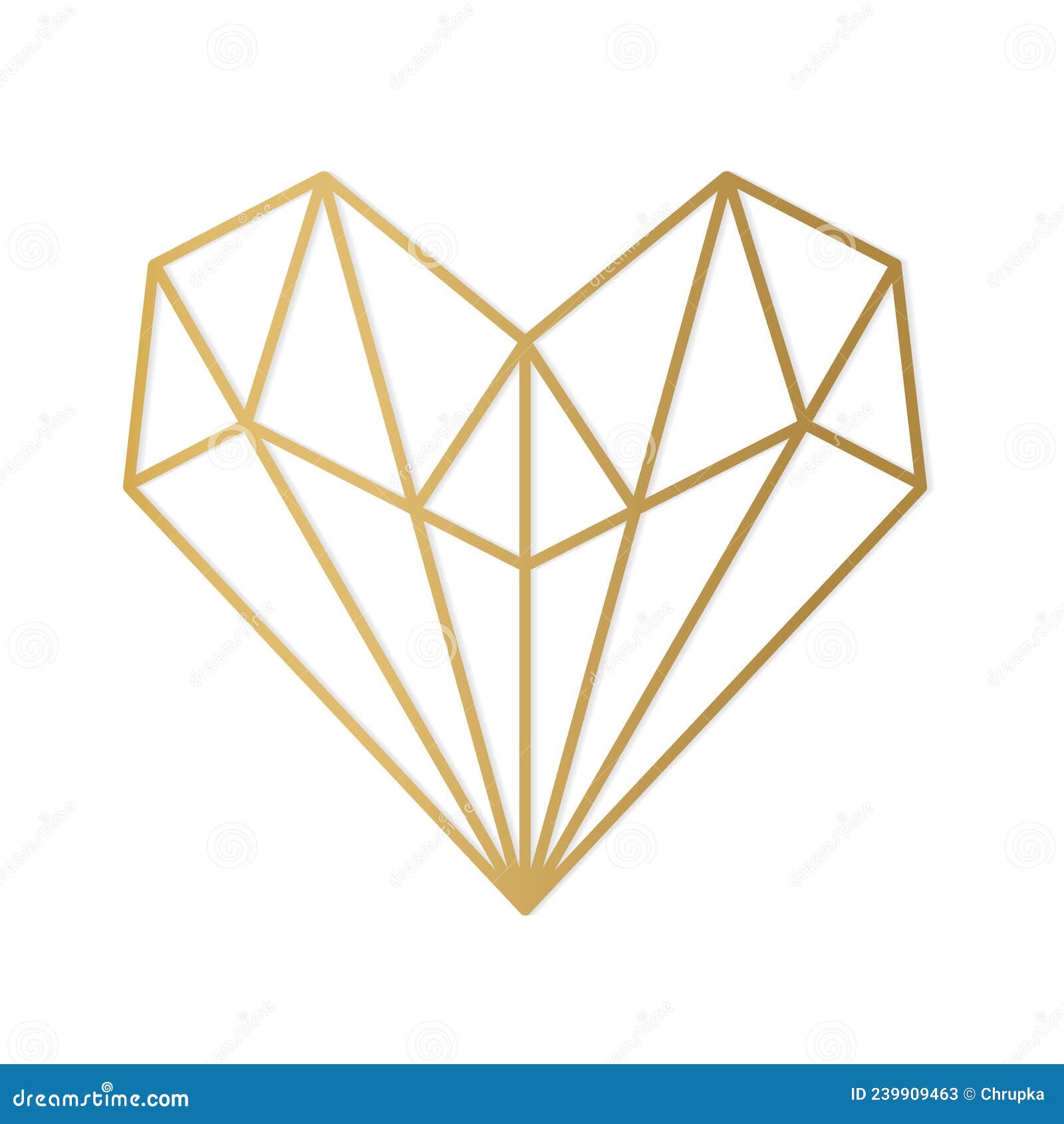 Golden triangle heart stock vector. Illustration of line - 239909463