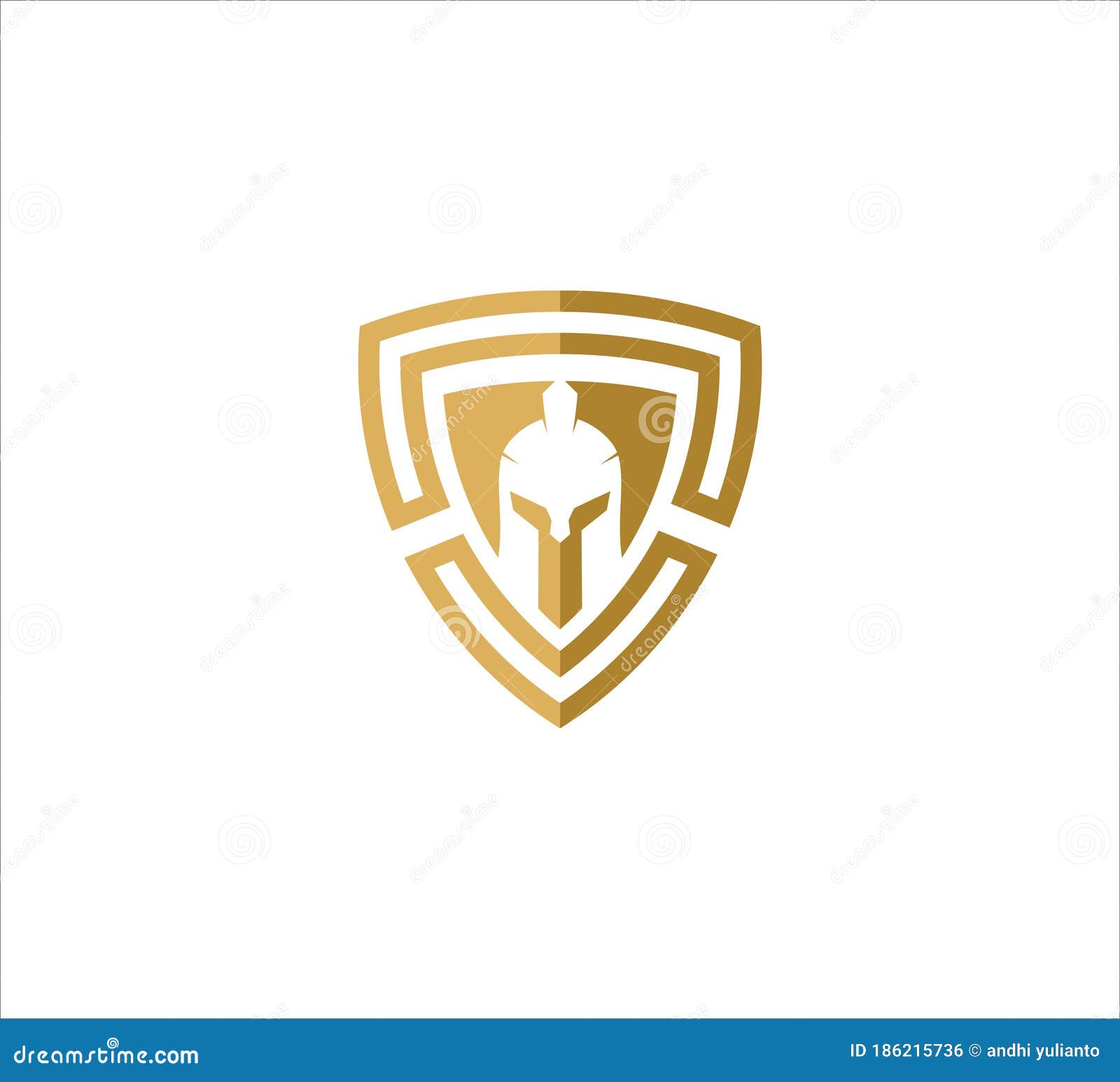 Golden Triangle Shield with Spartan Helmet Vector Icon Logo Design ...