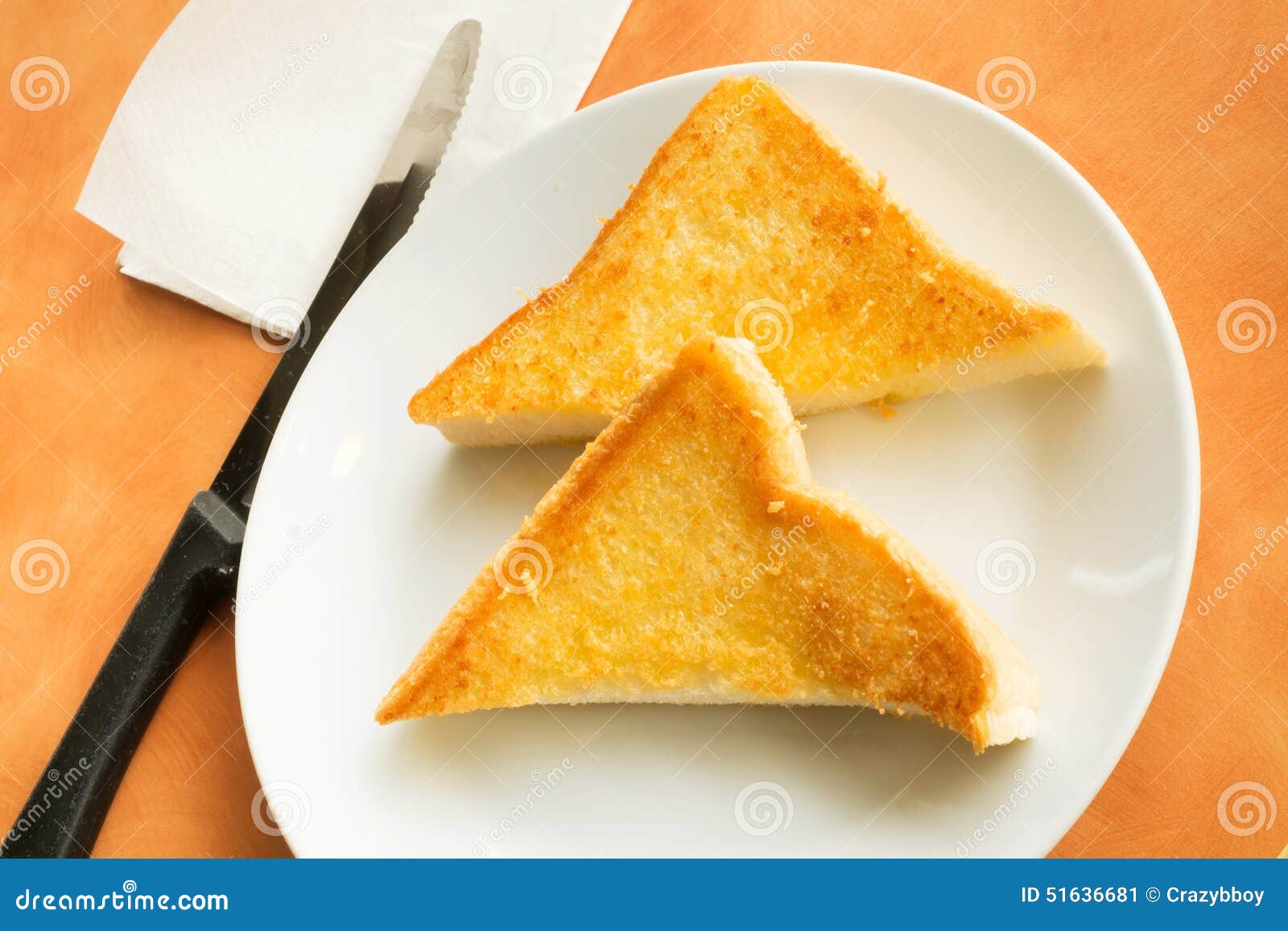 Golden Triangle Toast in the White Dish Stock Image - Image of food ...