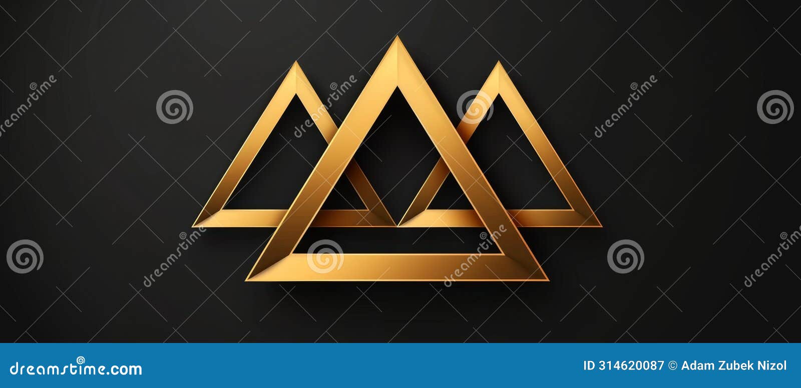 Golden Triangles on a Black Background Stock Illustration ...
