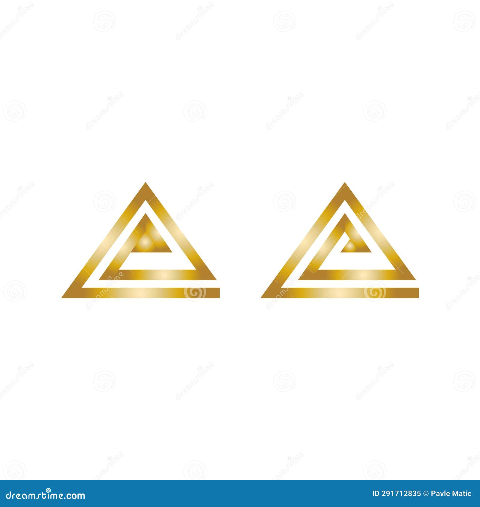 Golden Triangles Icon on White Stock Illustration - Illustration of ...