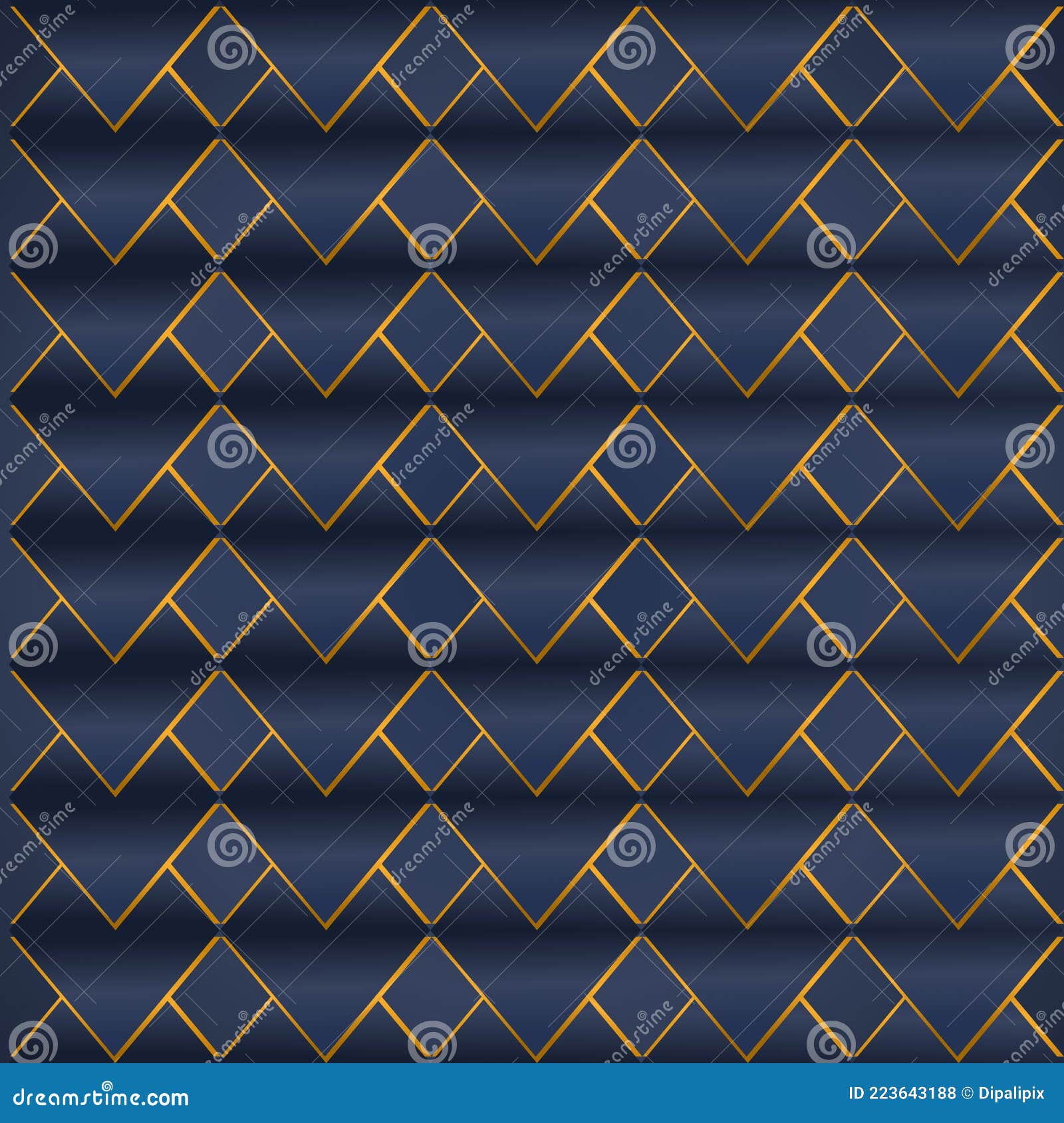 Golden Trianglular Pattern on Navy Blue Background Stock Vector ...