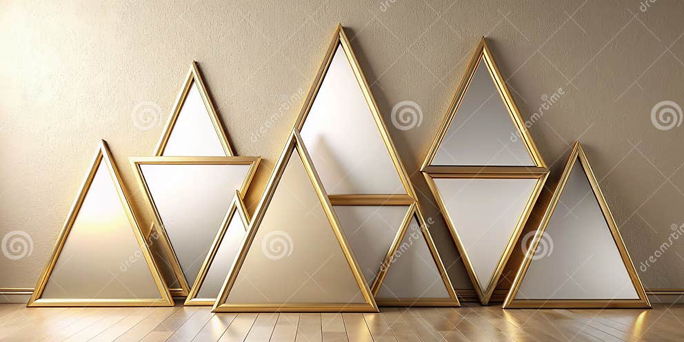 Golden Triangular Flat Mirrors on the Background Generative by AI Stock ...