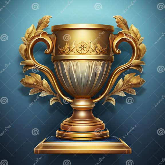 Golden Trophy on Blue Background Stock Illustration - Illustration of ...