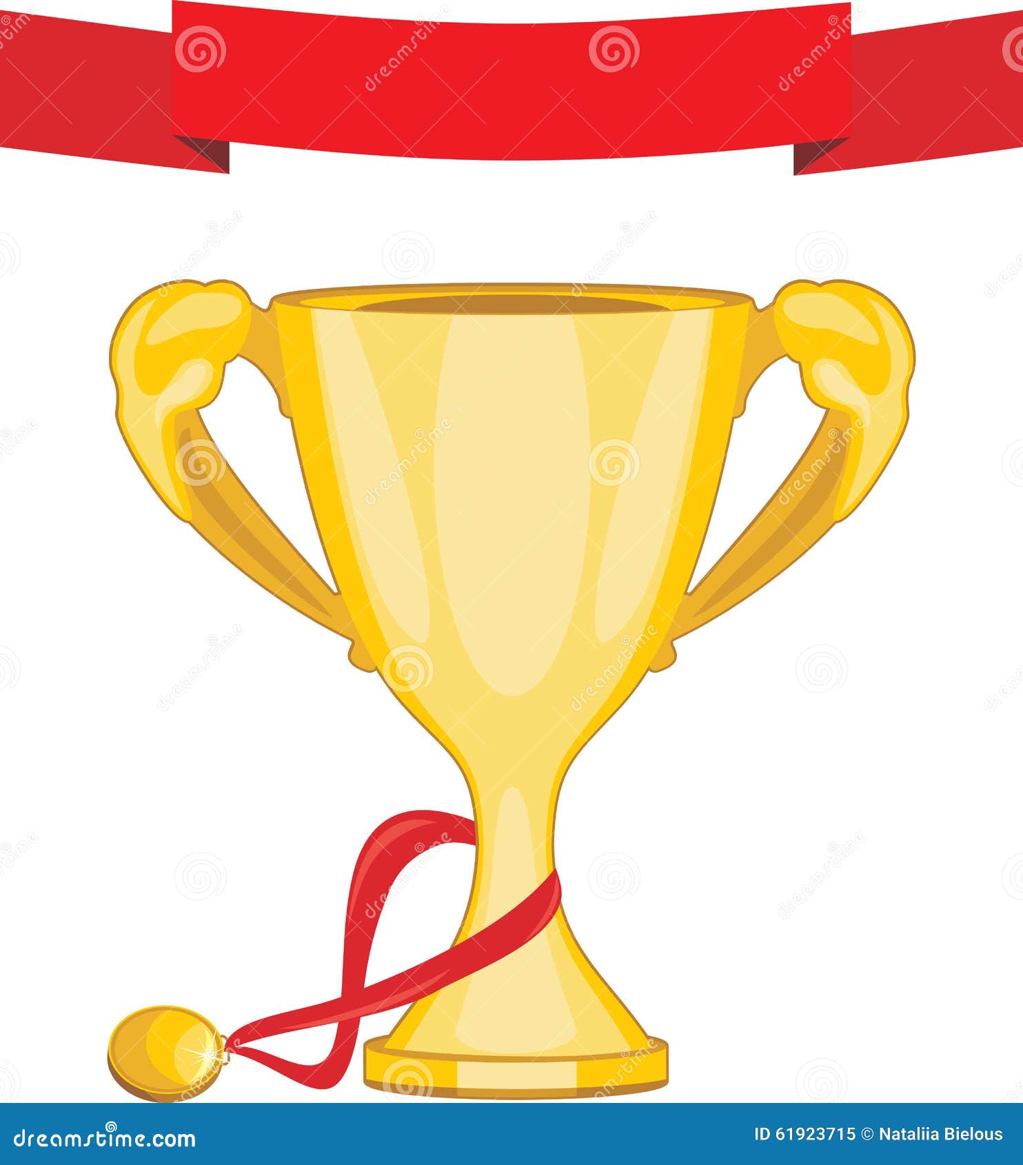 Champion Medal With Red Ribbon. Gold, Silver Or Bronze Badges With ...