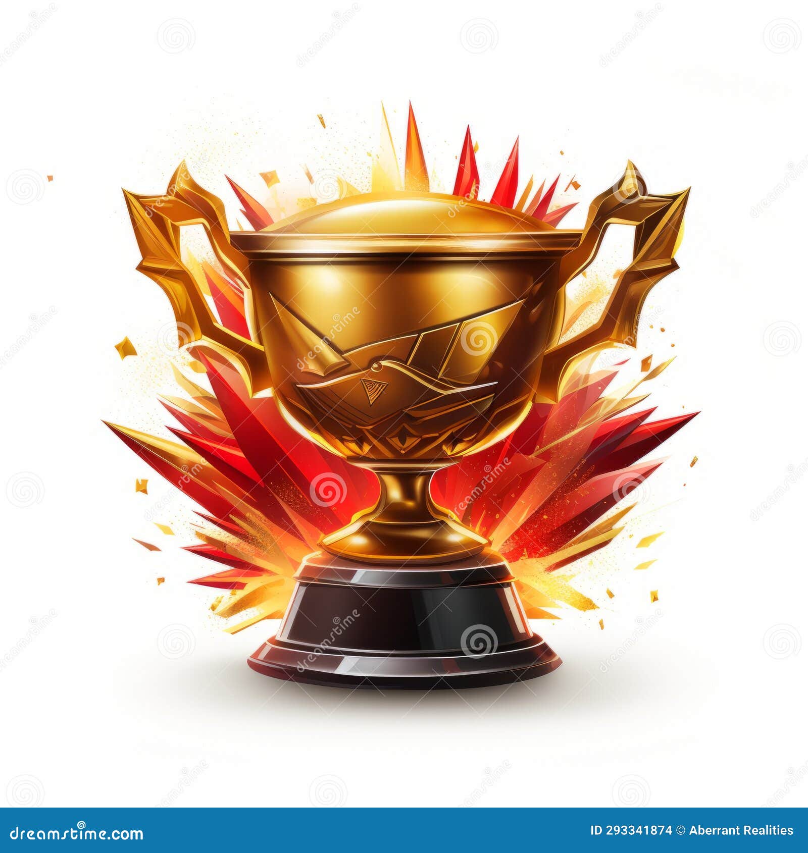 A Golden Trophy Cup with Flames on it Stock Photo - Image of place ...