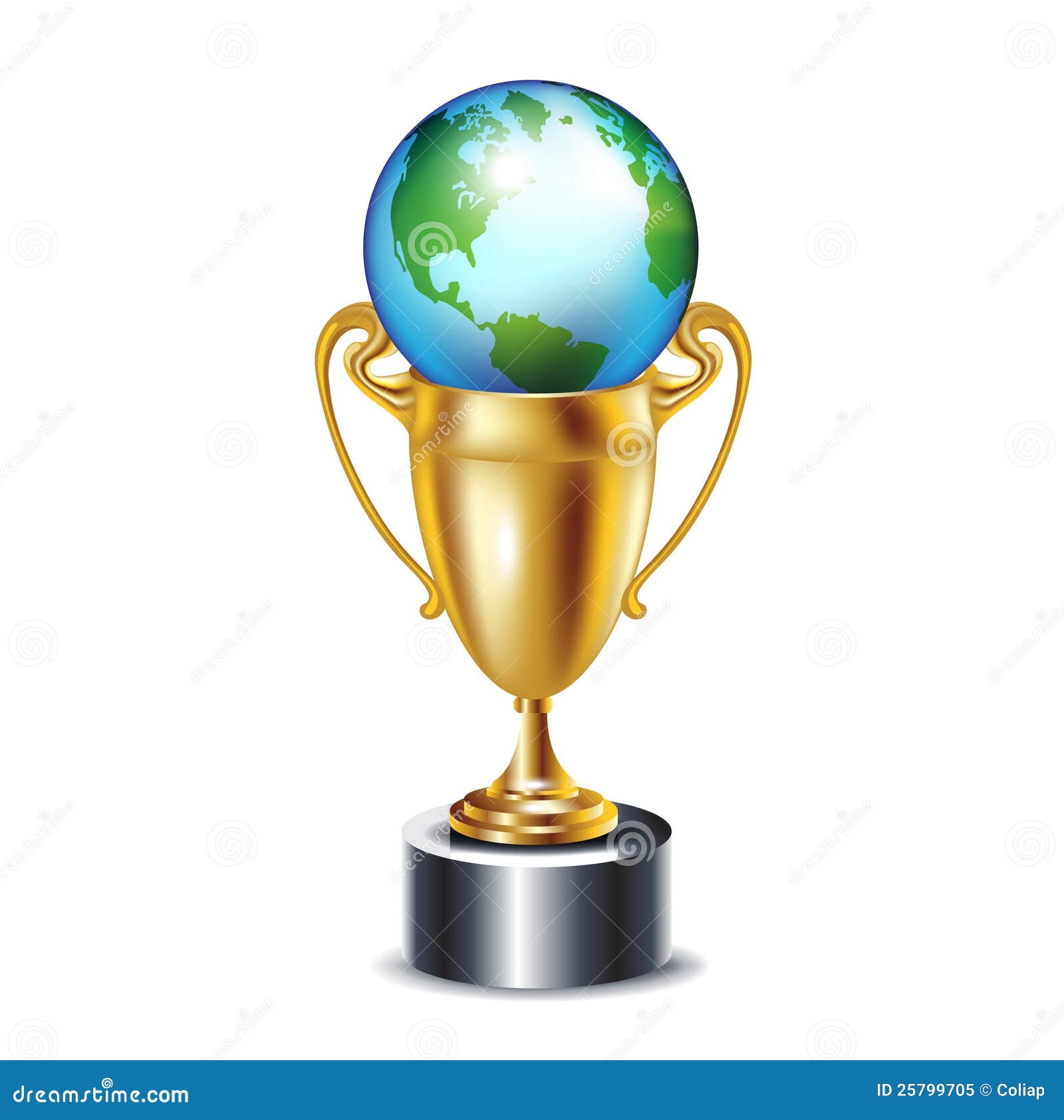 Golden Trophy with Earth Globe Stock Vector - Illustration of metal ...