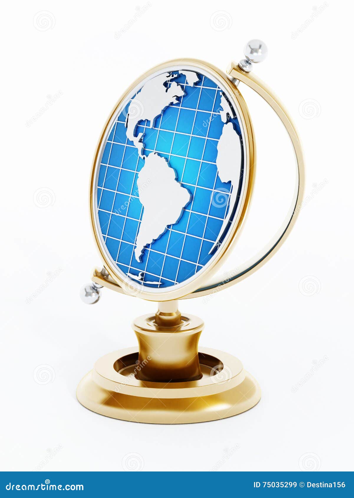 Golden Trophy with Earth Map. 3D Illustration Stock Illustration ...
