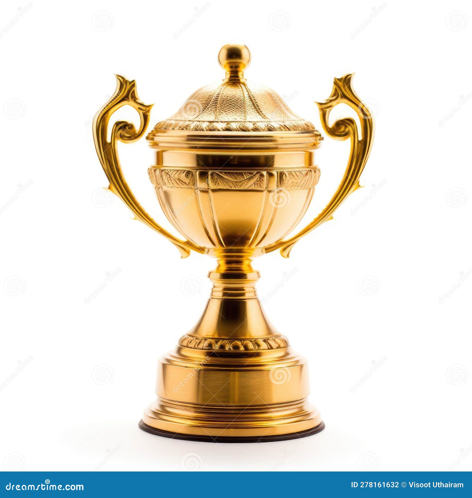 Golden Trophy with Empty Label Isolated on White Background,AI ...