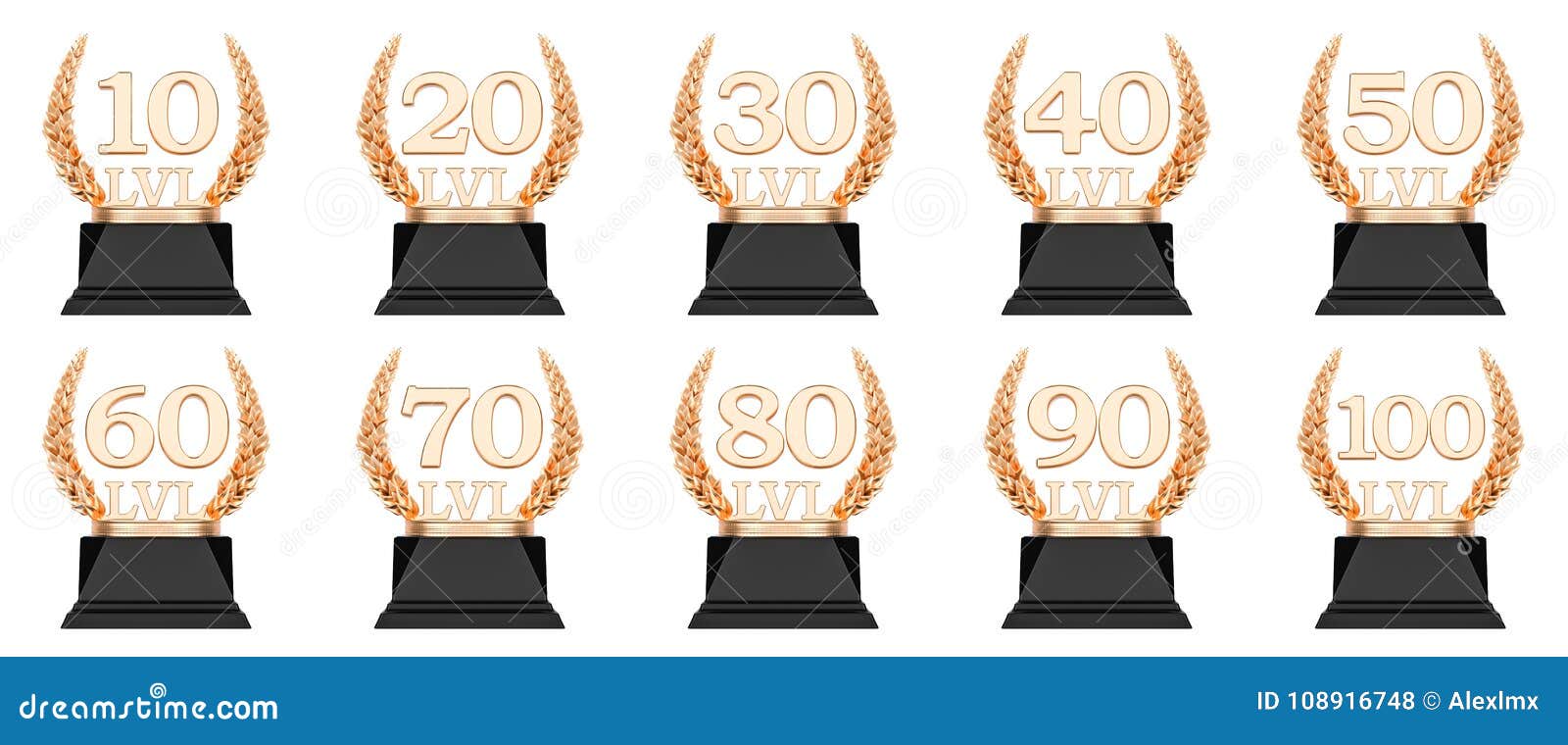 Golden trophy level cups stock illustration. Illustration of concept ...