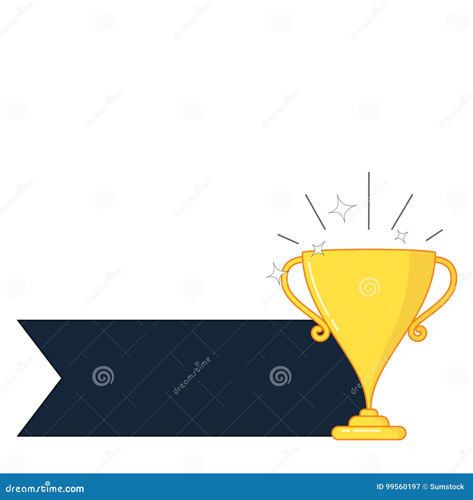 Golden Trophy with Navy Blue Ribbon Stock Vector - Illustration of ...