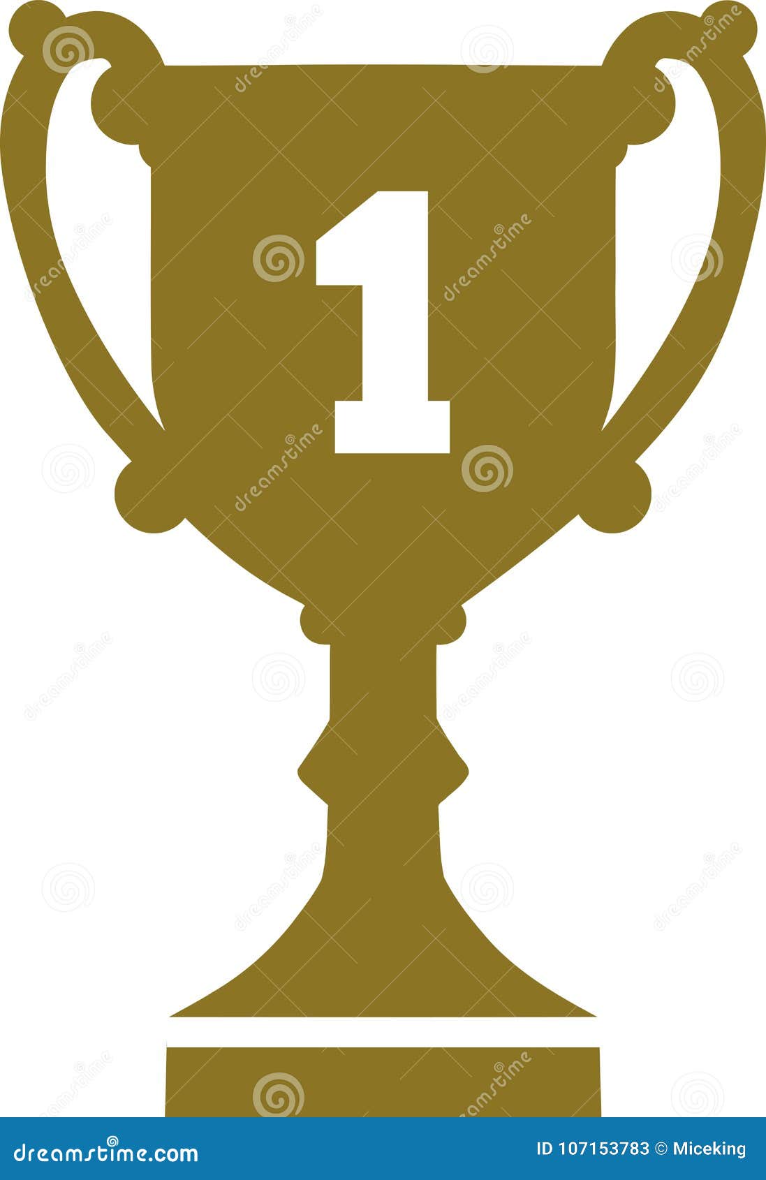 Golden Trophy with Number One Stock Illustration - Illustration of ...