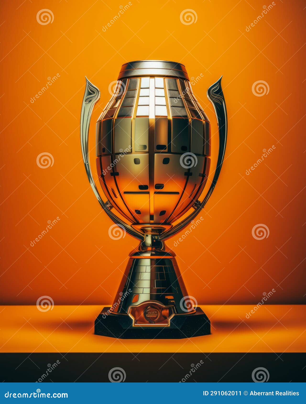 A Golden Trophy on an Orange Background Stock Illustration ...