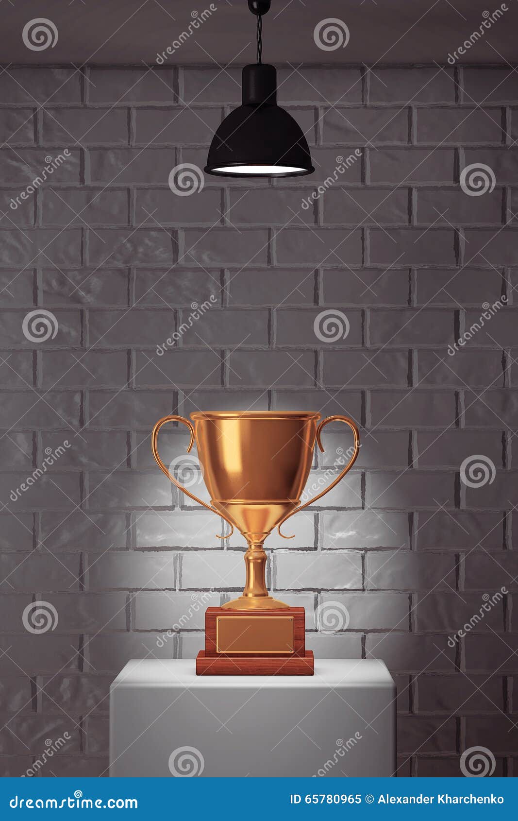 Golden Trophy Over White Stand Stock Illustration - Illustration of ...