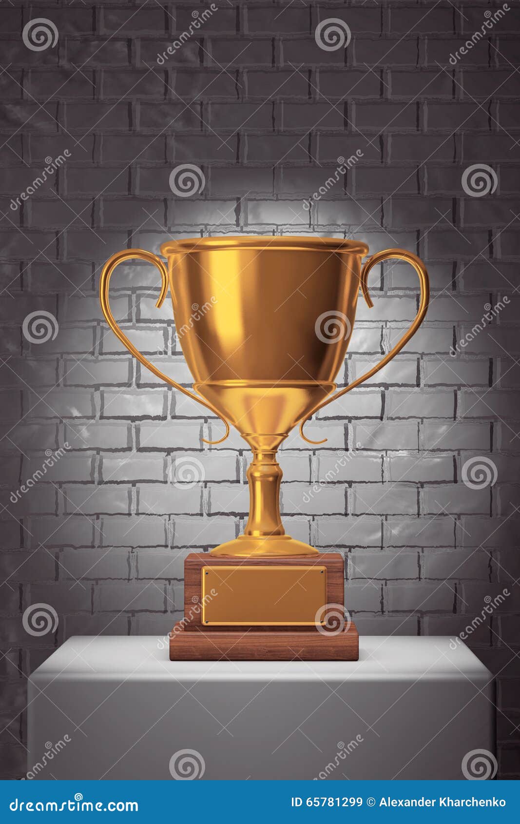 Golden Trophy Over White Stand Stock Image - Image of competitive ...