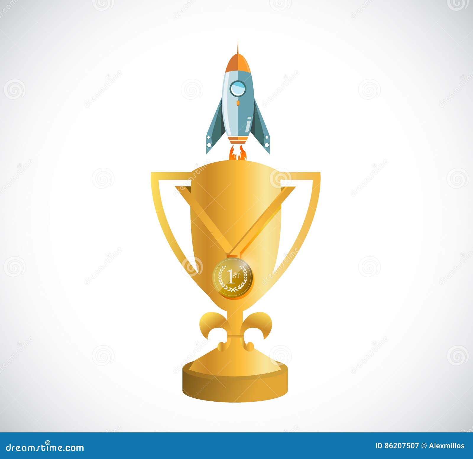 Golden Trophy and a Rocket. Speed Concept Stock Illustration ...