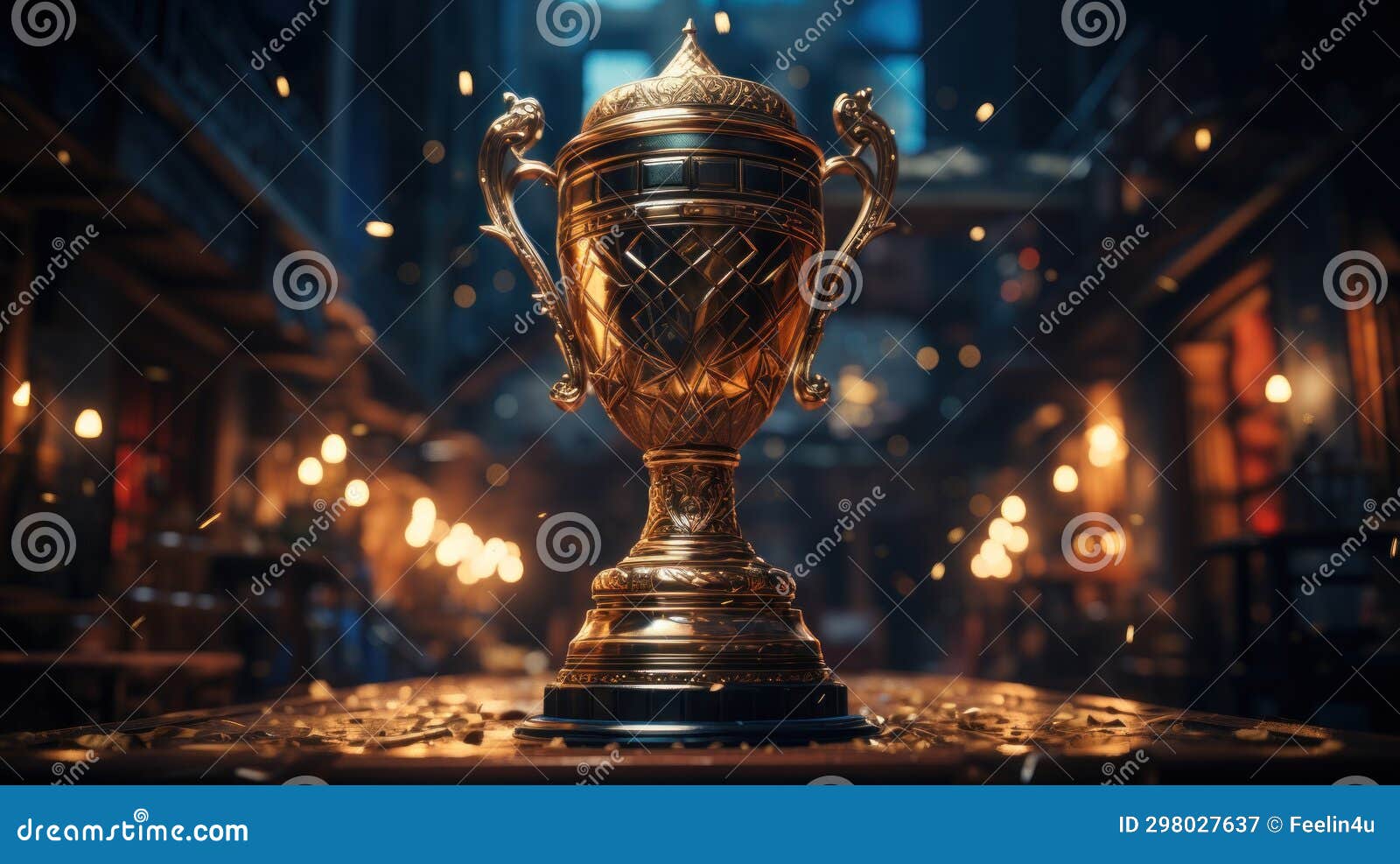 A Golden Trophy Sitting on Top of a Table Stock Illustration ...